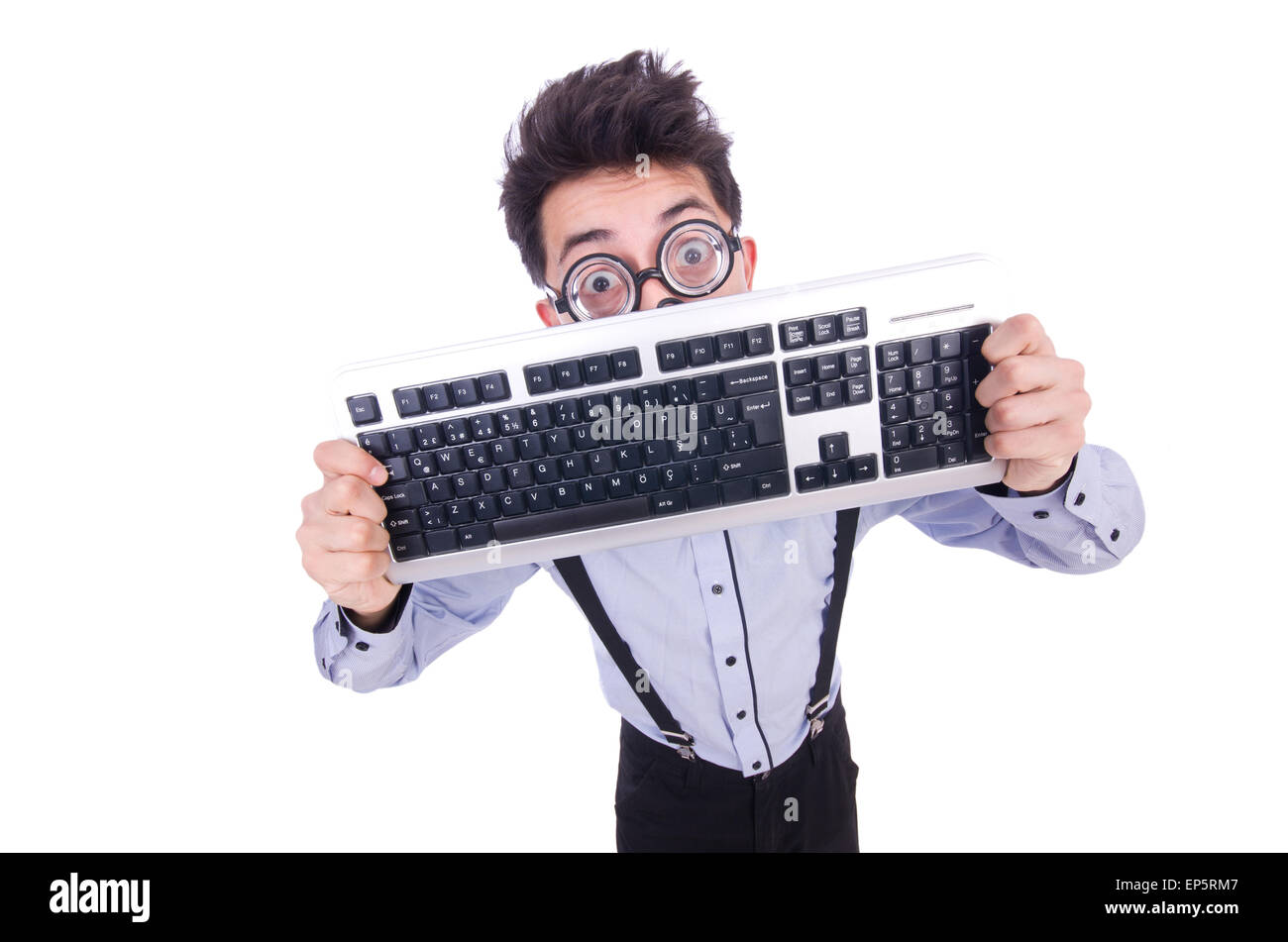 Computer geek nerd in funny concept Stock Photo - Alamy