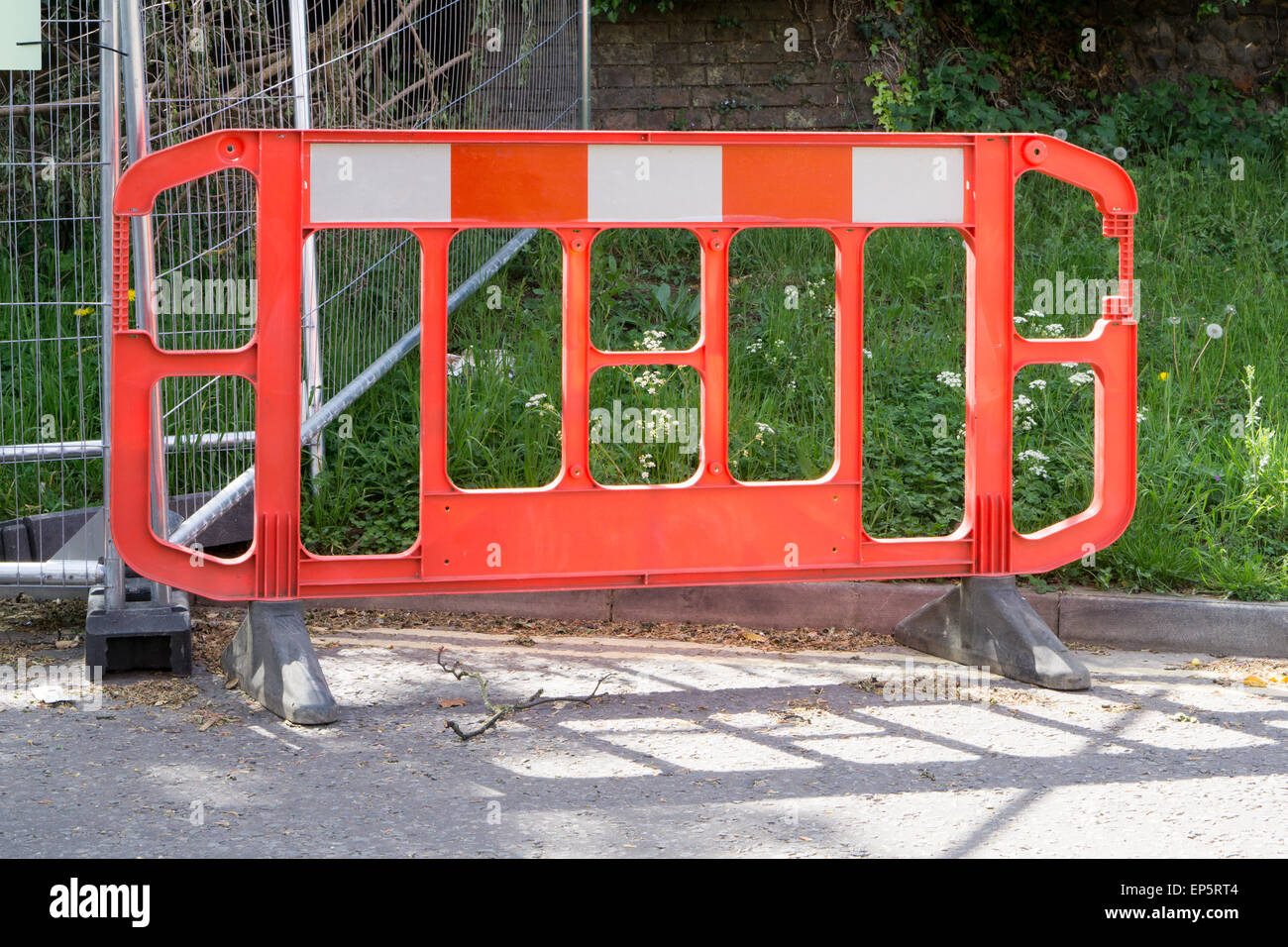 Road obstruction barrier on a British road closeup Stock Photo - Alamy
