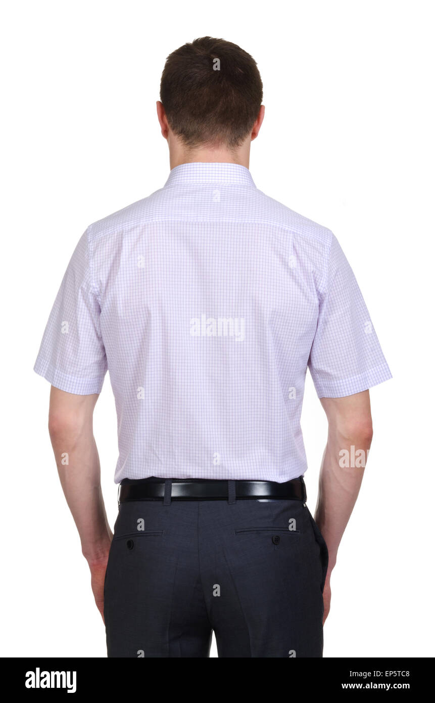 Male model with shirt isolated on white Stock Photo - Alamy