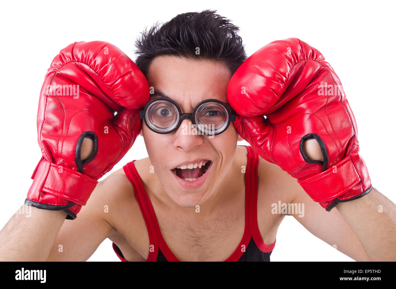 Funny boxer isolated on the white background Stock Photo - Alamy