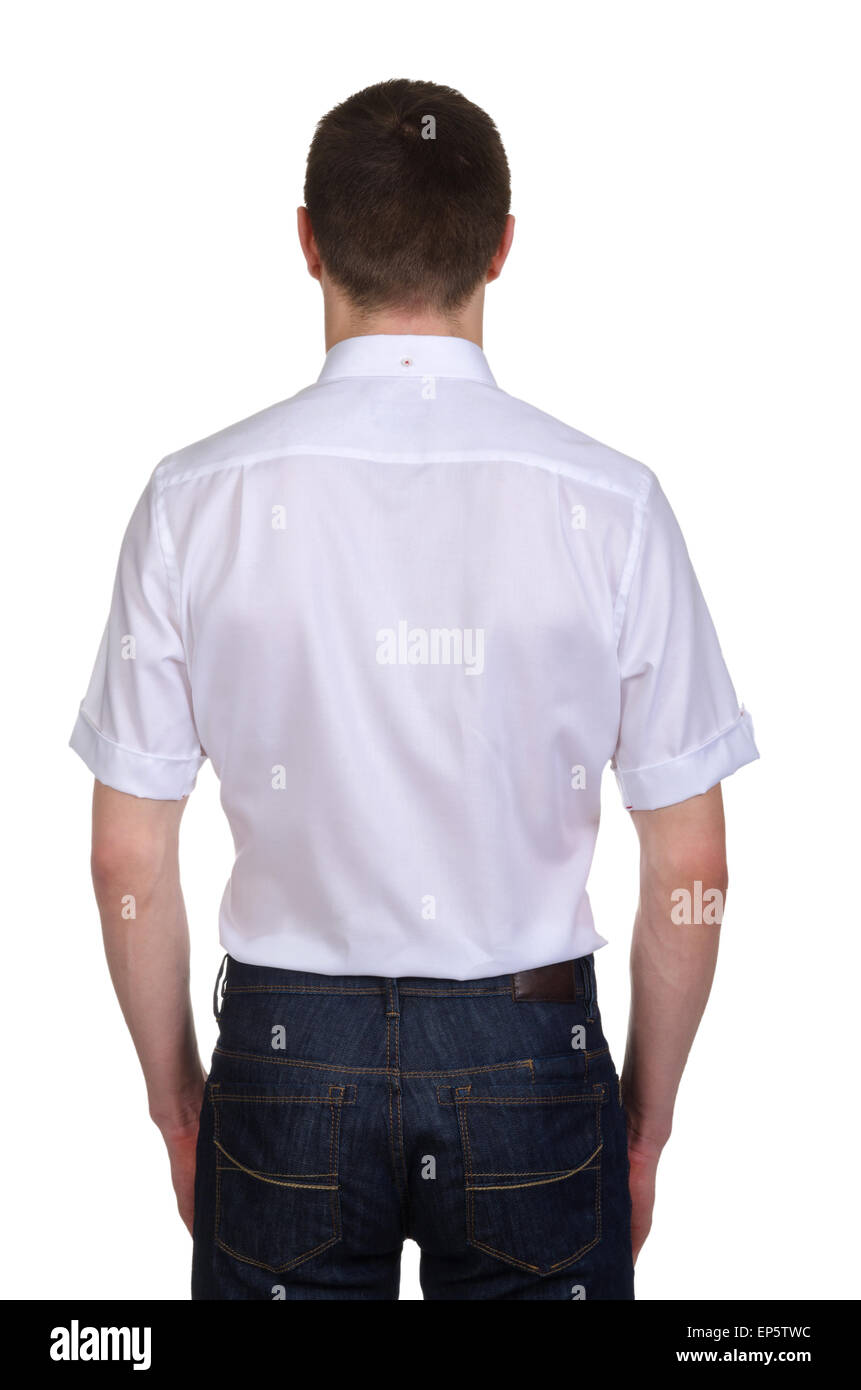 Male model with shirt isolated on white Stock Photo - Alamy