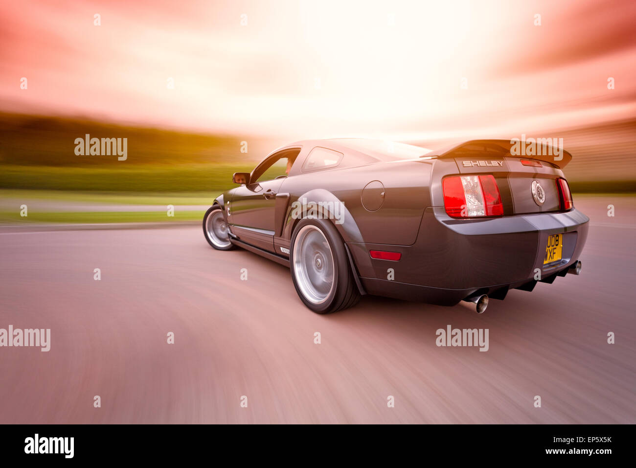 Ford Shelby Mustang GT500 motion shot from the rear, moving image ...