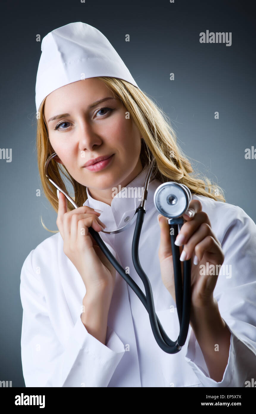 Young female doctor with stethoscope Stock Photo - Alamy