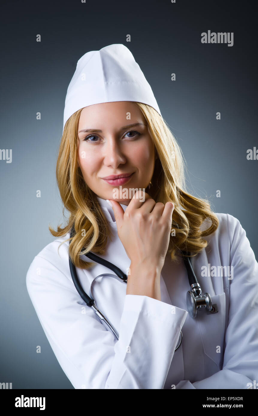 Young female doctor with stethoscope Stock Photo - Alamy