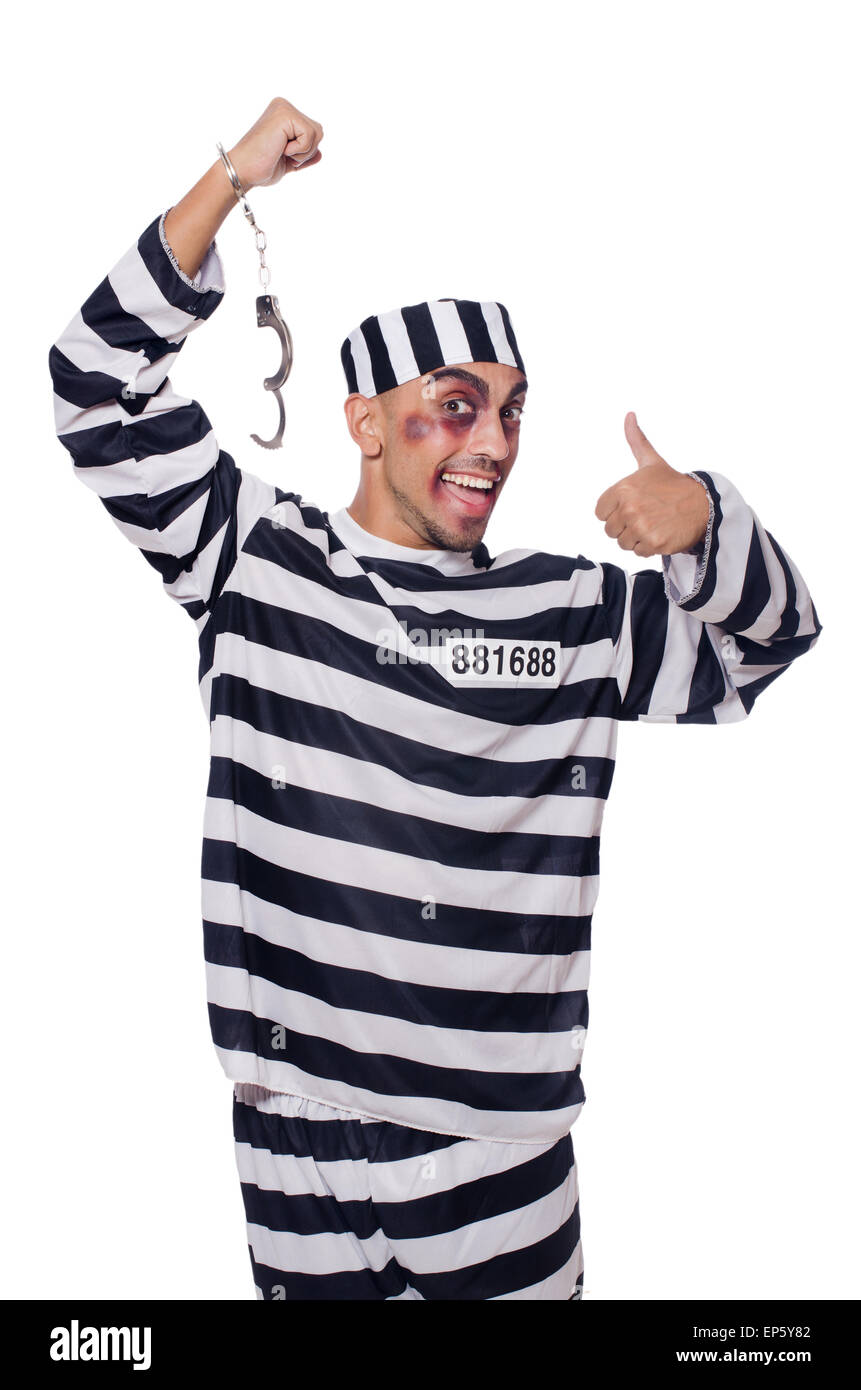 Badly bruised prisoner with handcuffs Stock Photo - Alamy