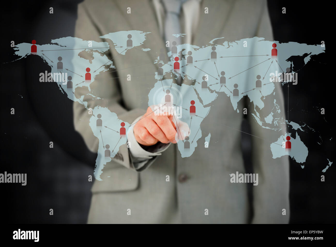 Man pointing finger world map hi-res stock photography and images - Alamy