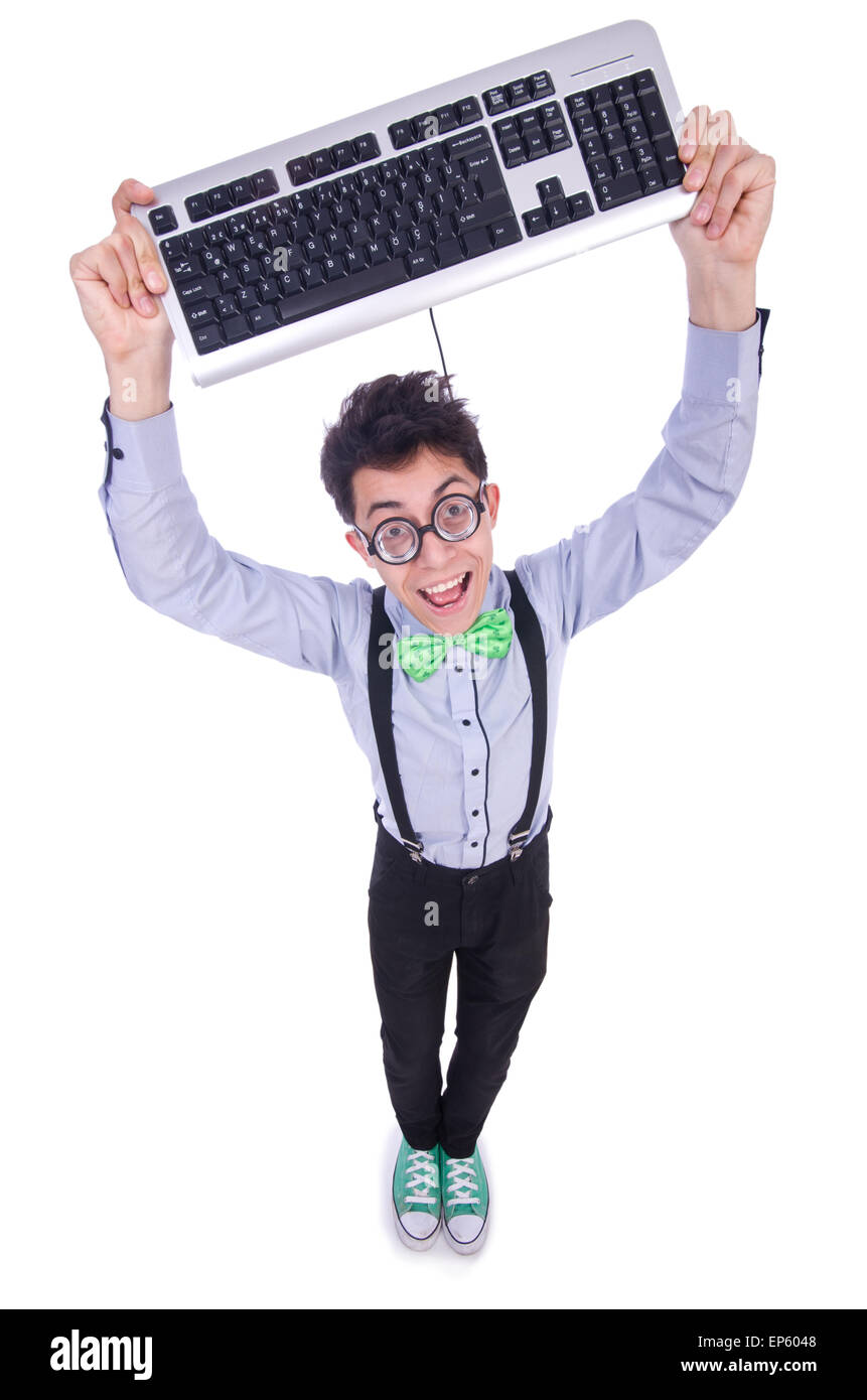 Computer geek nerd in funny concept Stock Photo - Alamy