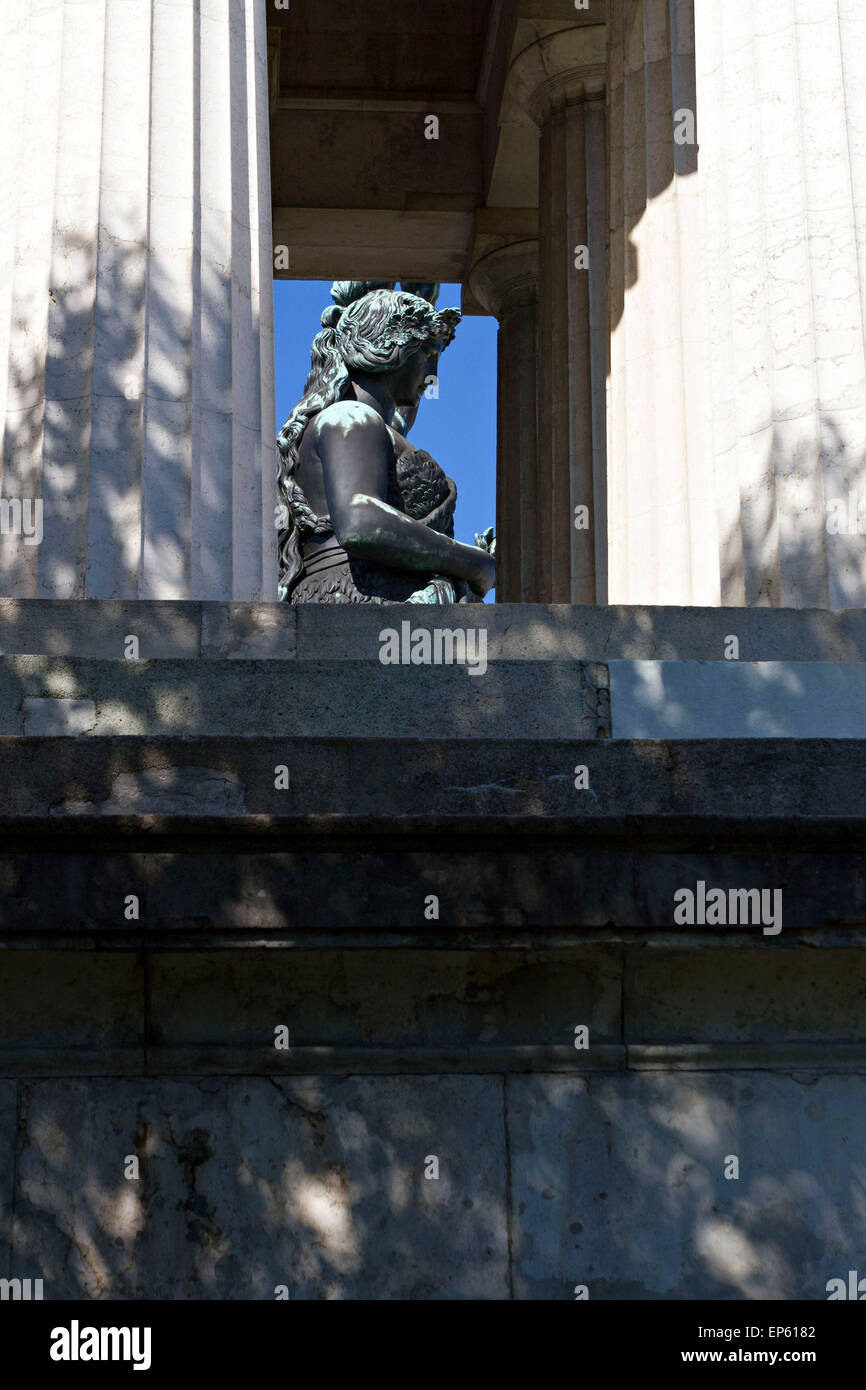 Bavaria Statue by Ferdinand von Miller, and columns of the Ruhmeshalle ...