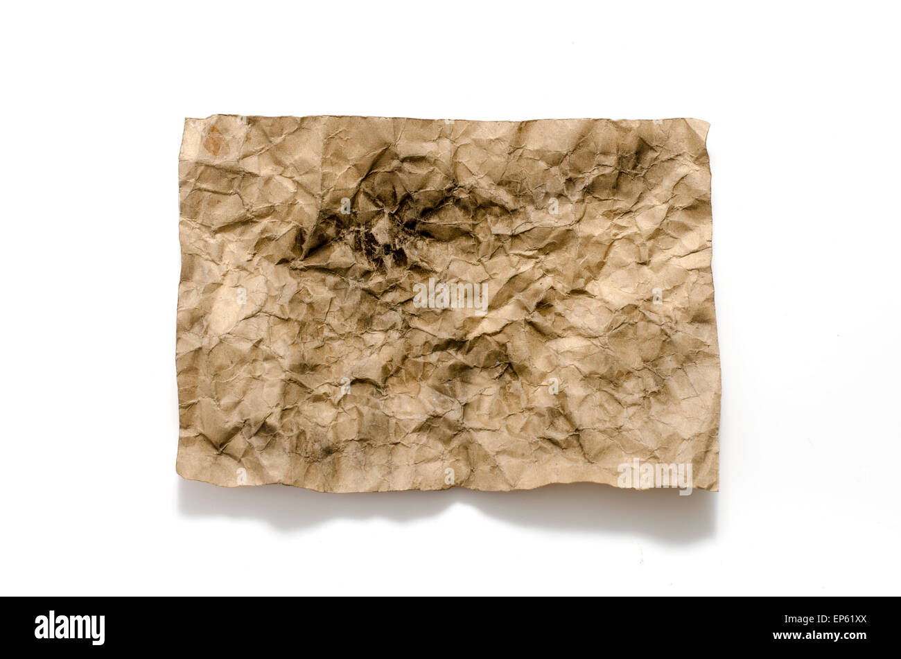 old crumpled paper burn on a white background Stock Photo - Alamy
