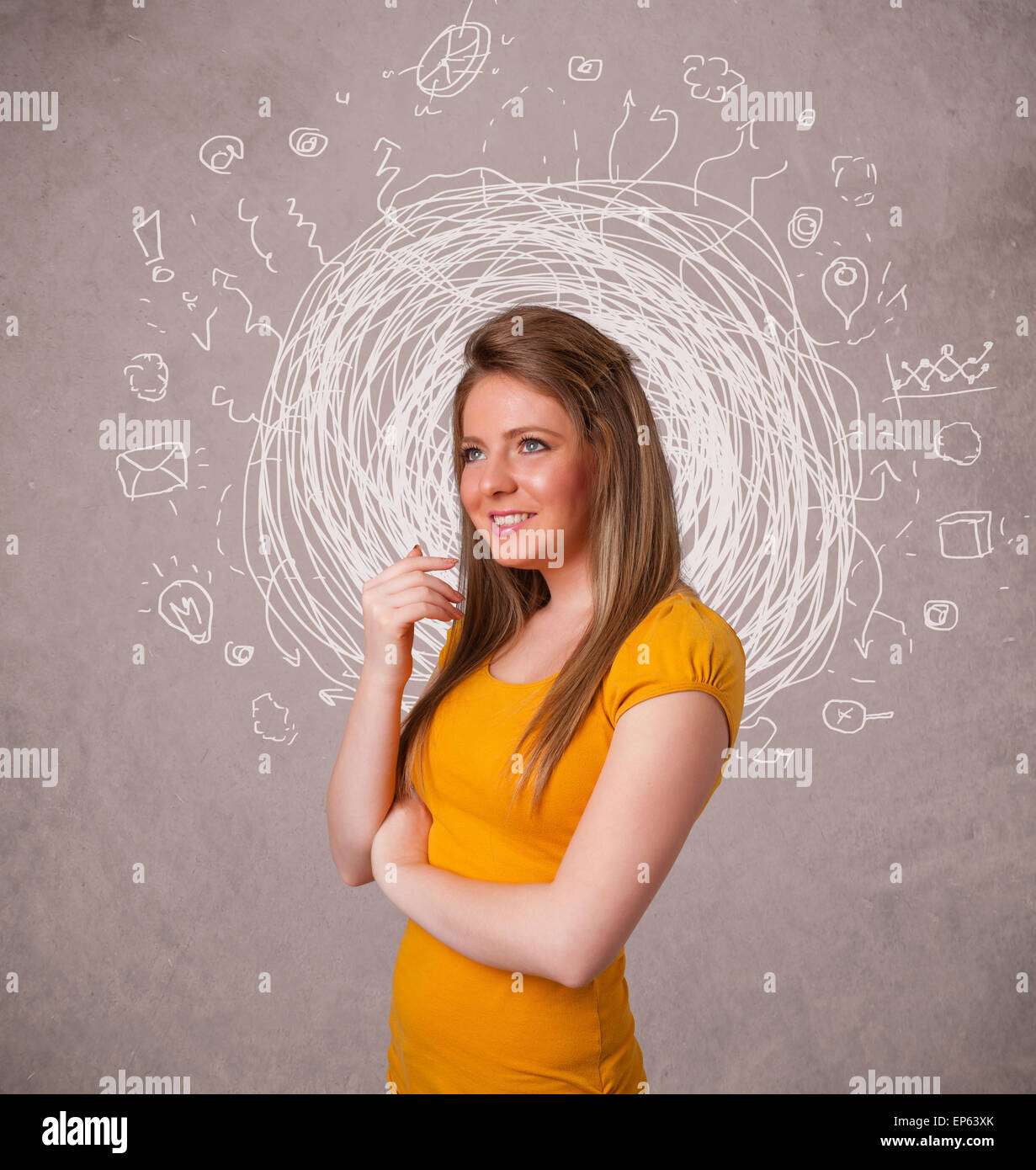 Girl doodle clipart hi-res stock photography and images - Alamy