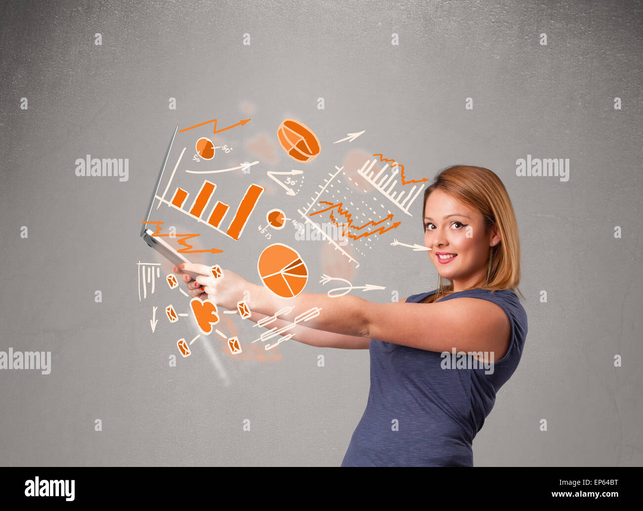 Girl holding graphs hi-res stock photography and images - Alamy