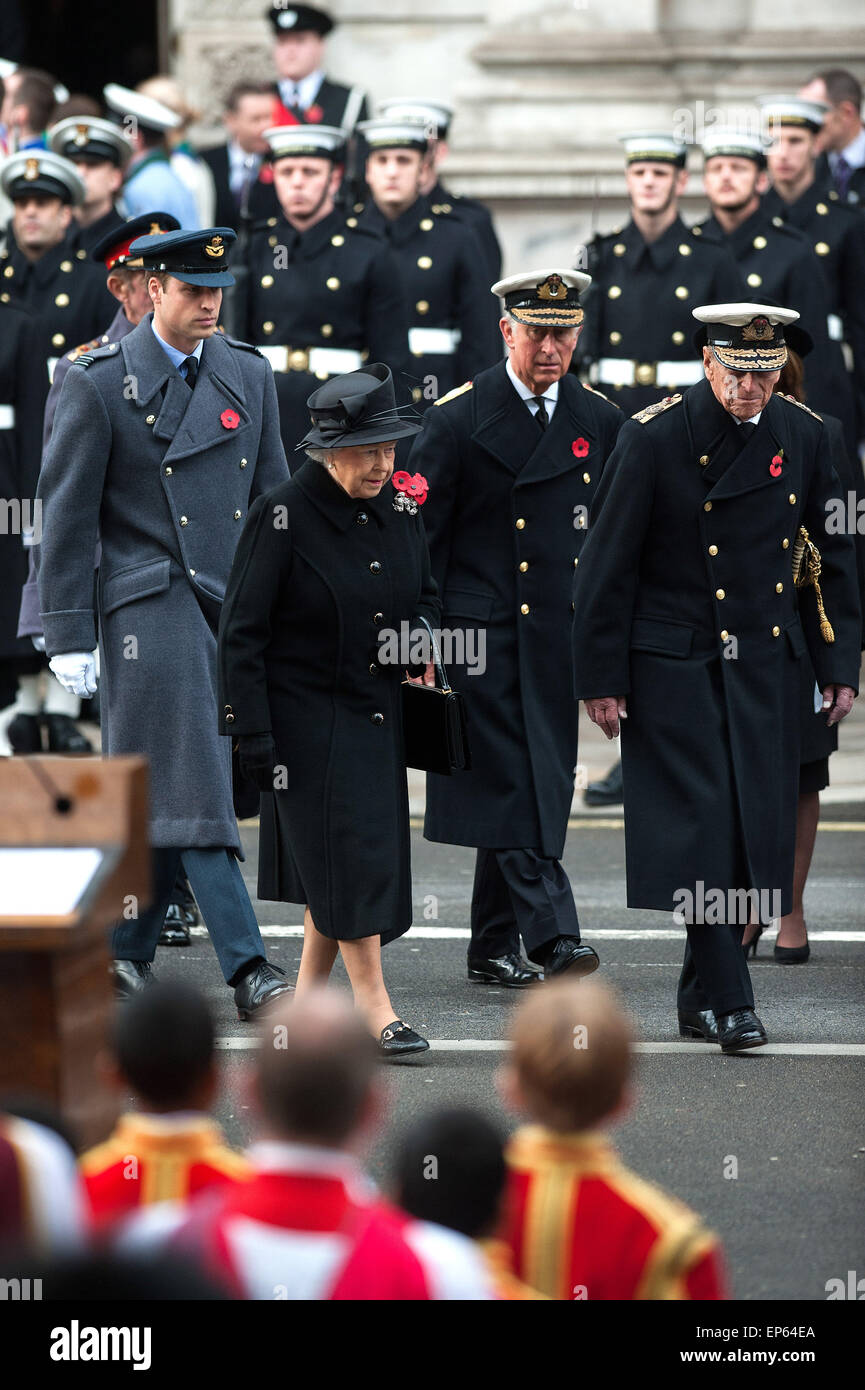 Remembrance Sunday service held at the Cenotaph. Featuring: Queen ...