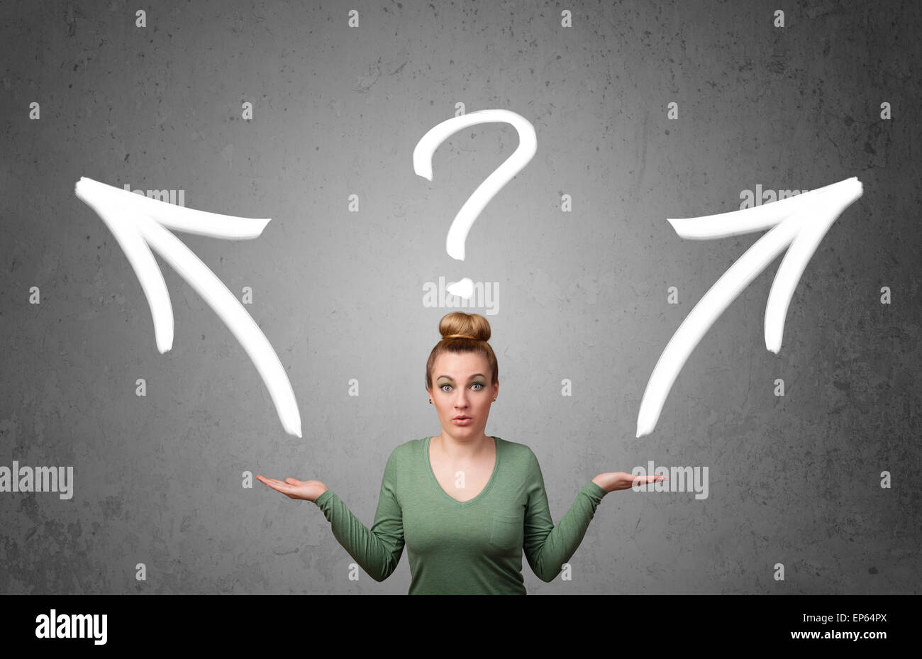Young woman taking a decision Stock Photo - Alamy