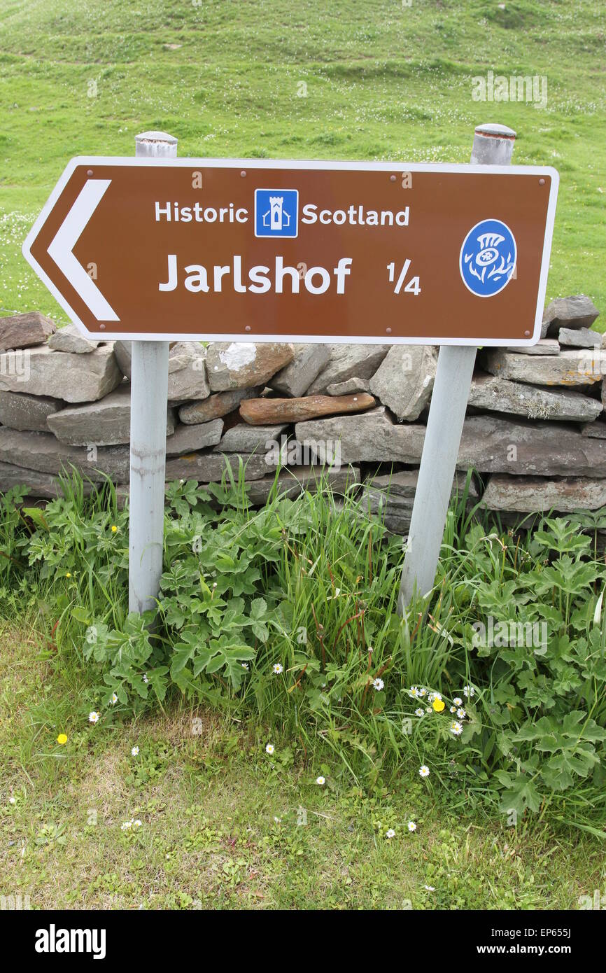 Sign for Jarlshof Historic Site Shetland Islands Scotland June 2014 ...