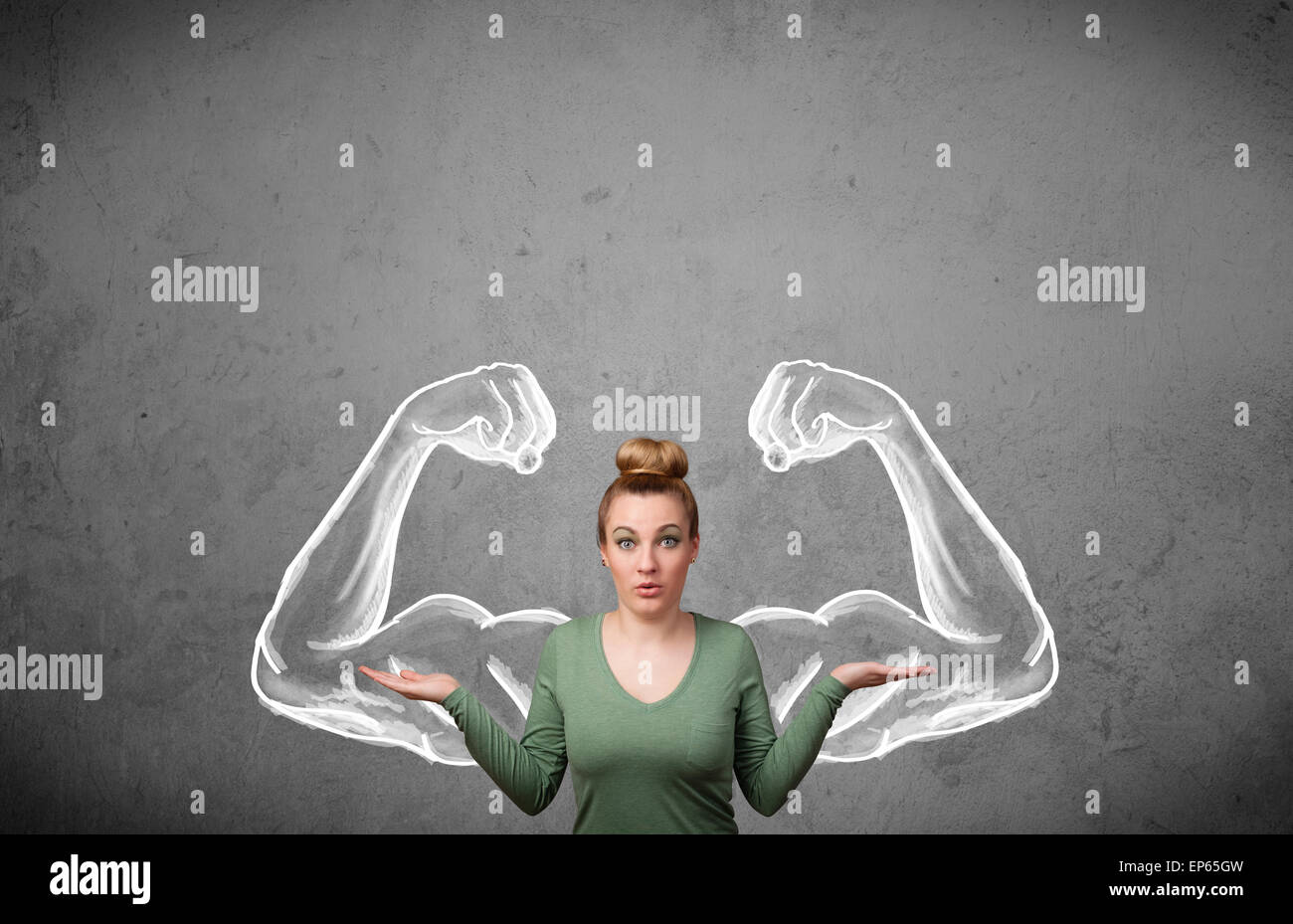 Young woman with strong muscled arms Stock Photo - Alamy