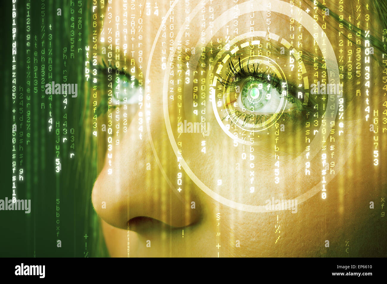 Modern cyber woman with matrix eye Stock Photo - Alamy