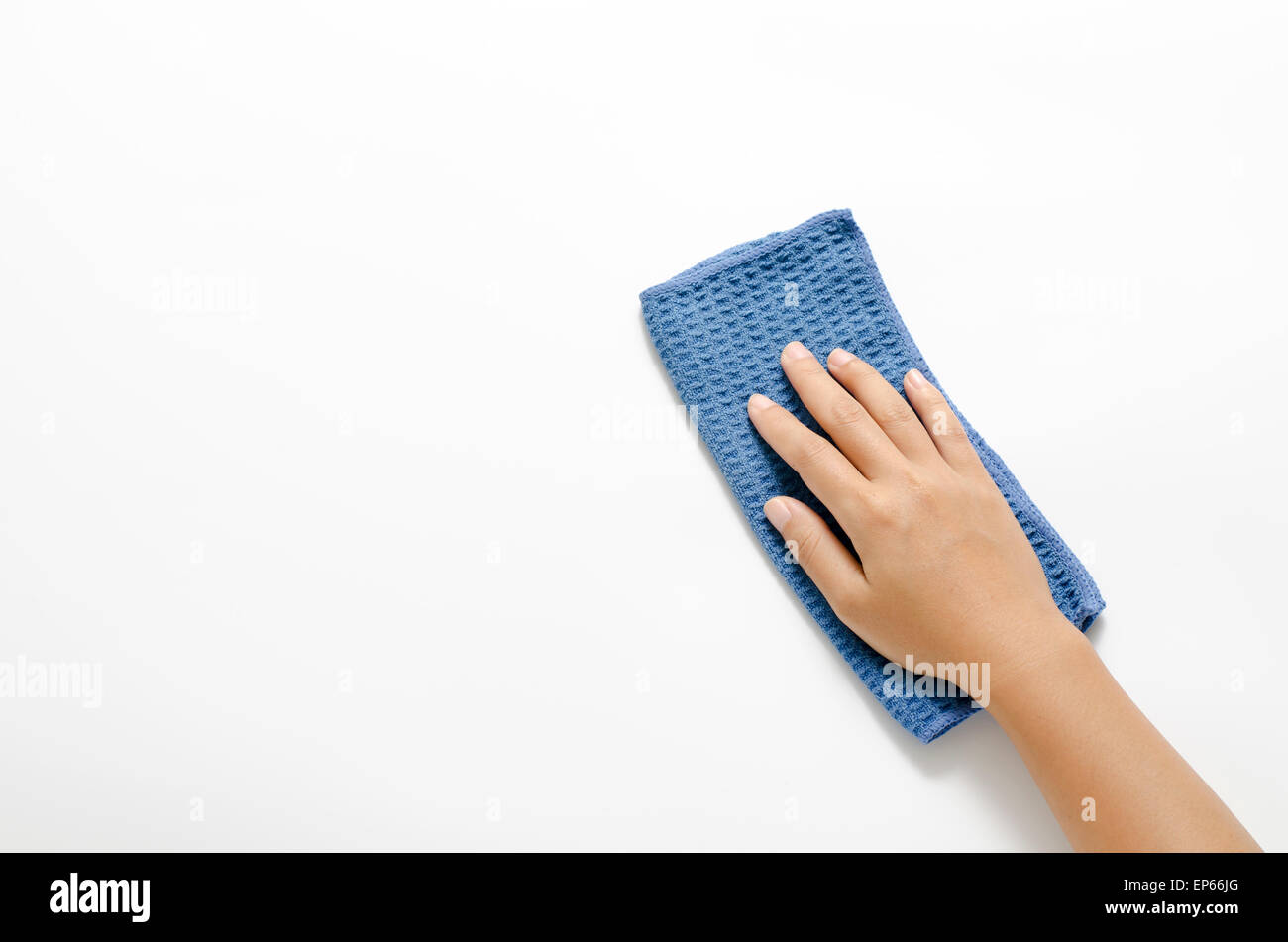 asia woman right hang with blue rag cleaning on a white background hang ...