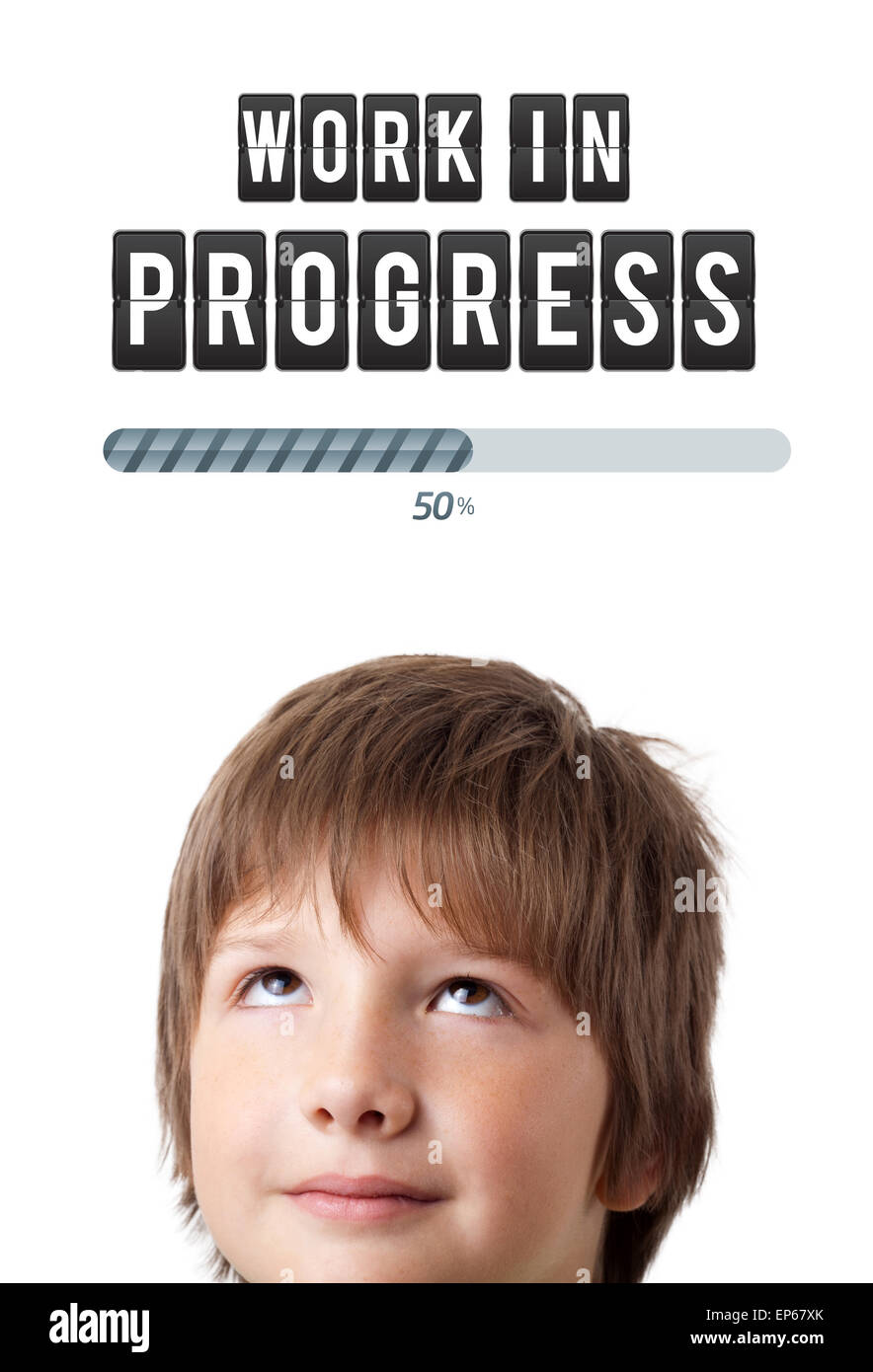 Young person looking at idea type of sign Stock Photo - Alamy