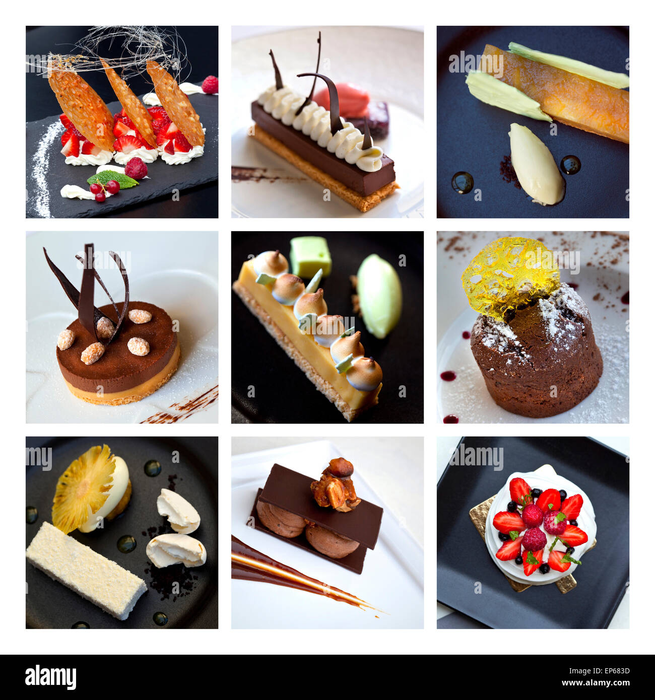 Various French cakes and desserts on a collage Stock Photo - Alamy