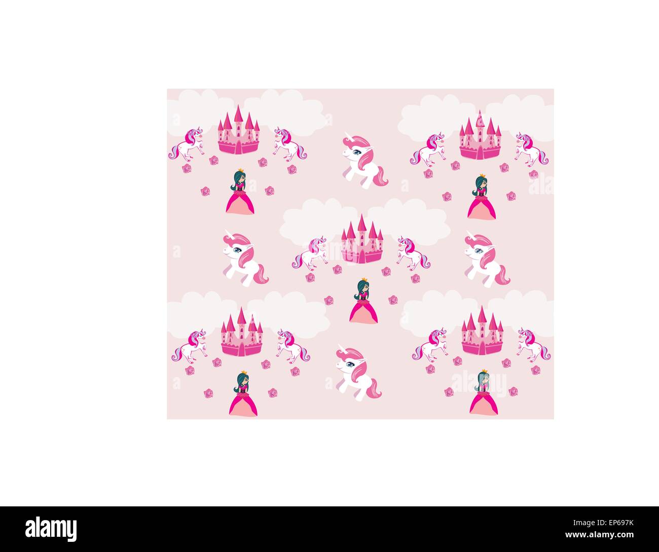 Princess , unicorn and castle Background Stock Vector Image & Art - Alamy