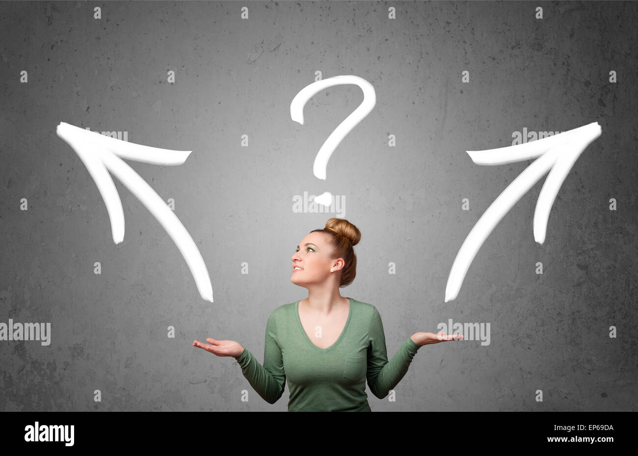 Young woman taking a decision Stock Photo - Alamy