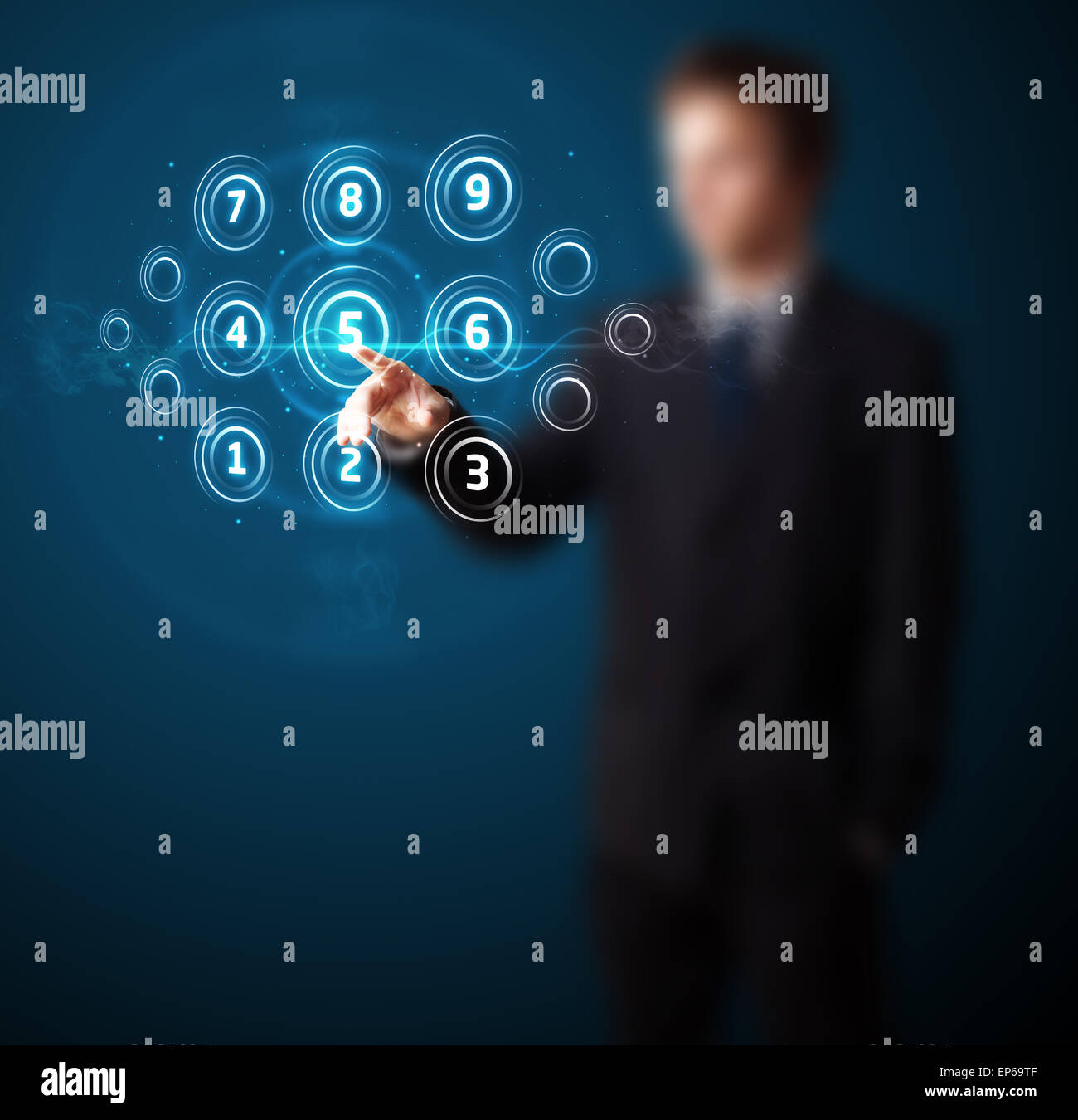Businessman pressing high tech type of modern buttons Stock Photo - Alamy