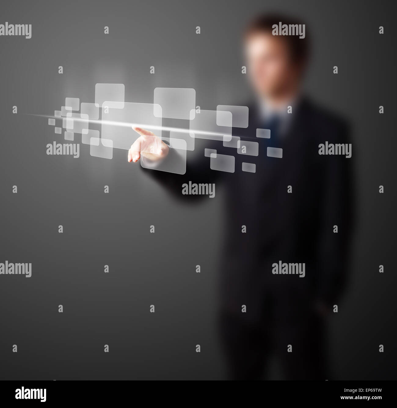 Businessman pressing high tech type of modern buttons Stock Photo - Alamy