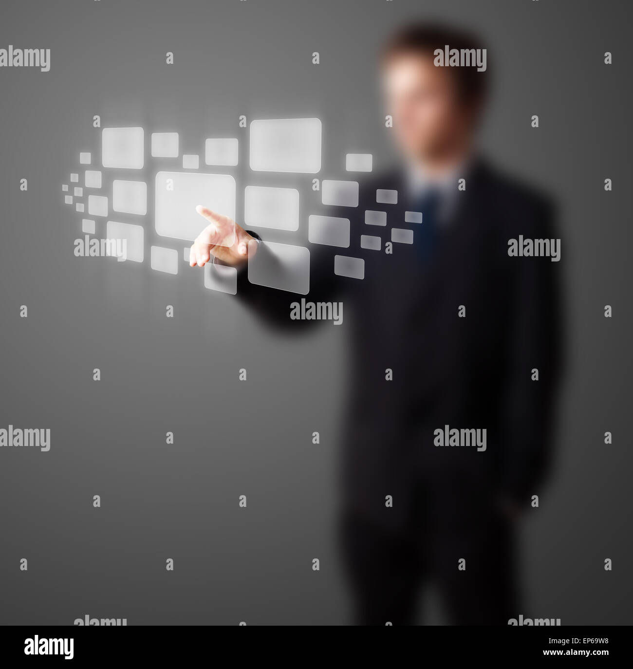 Businessman pressing high tech type of modern buttons Stock Photo - Alamy