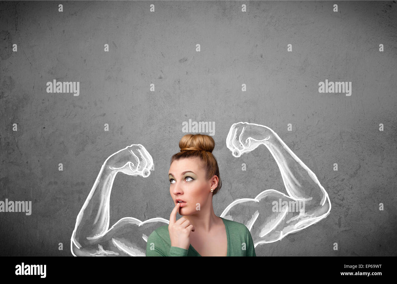 Young woman with strong muscled arms Stock Photo - Alamy