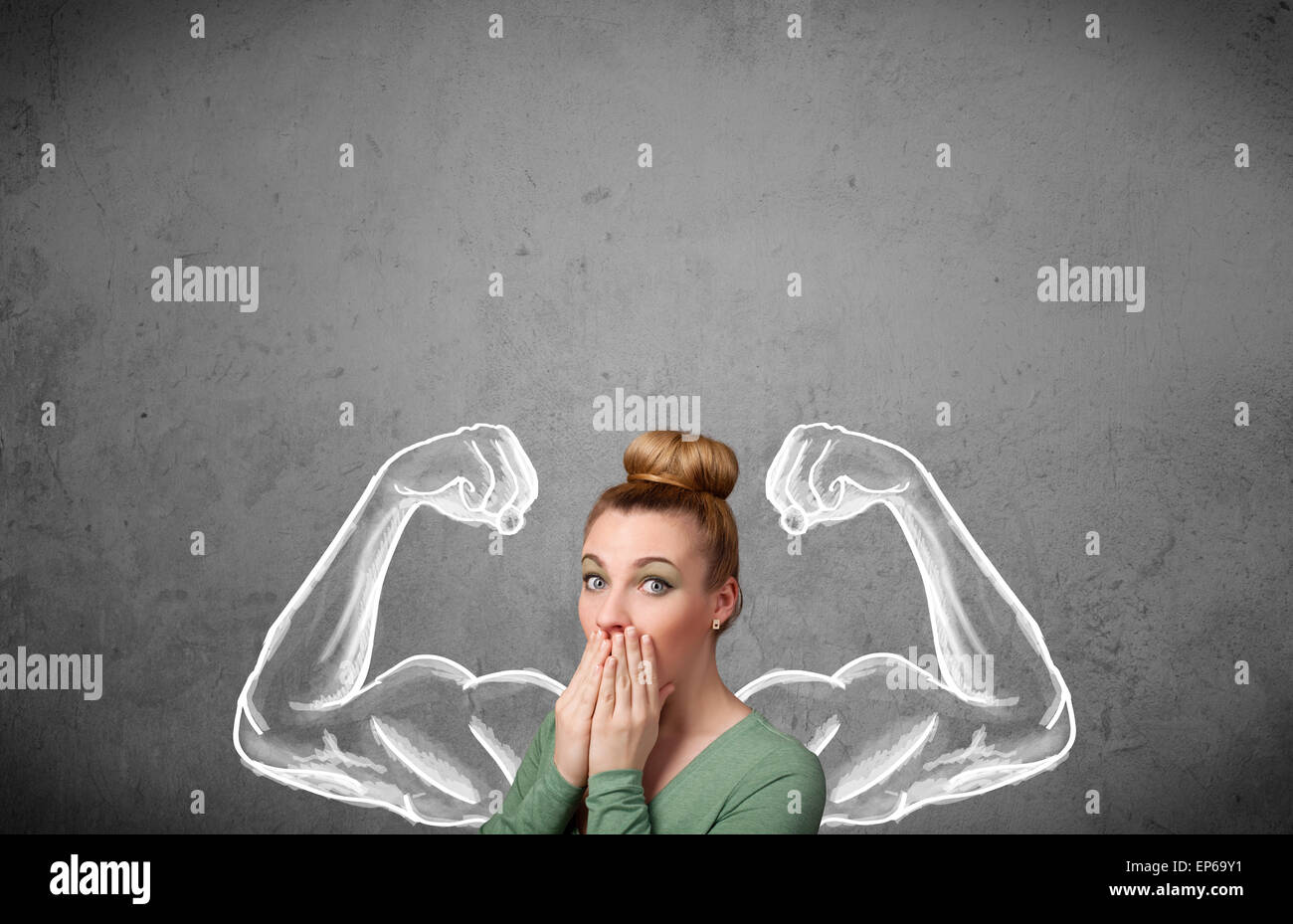 Young woman with strong muscled arms Stock Photo - Alamy