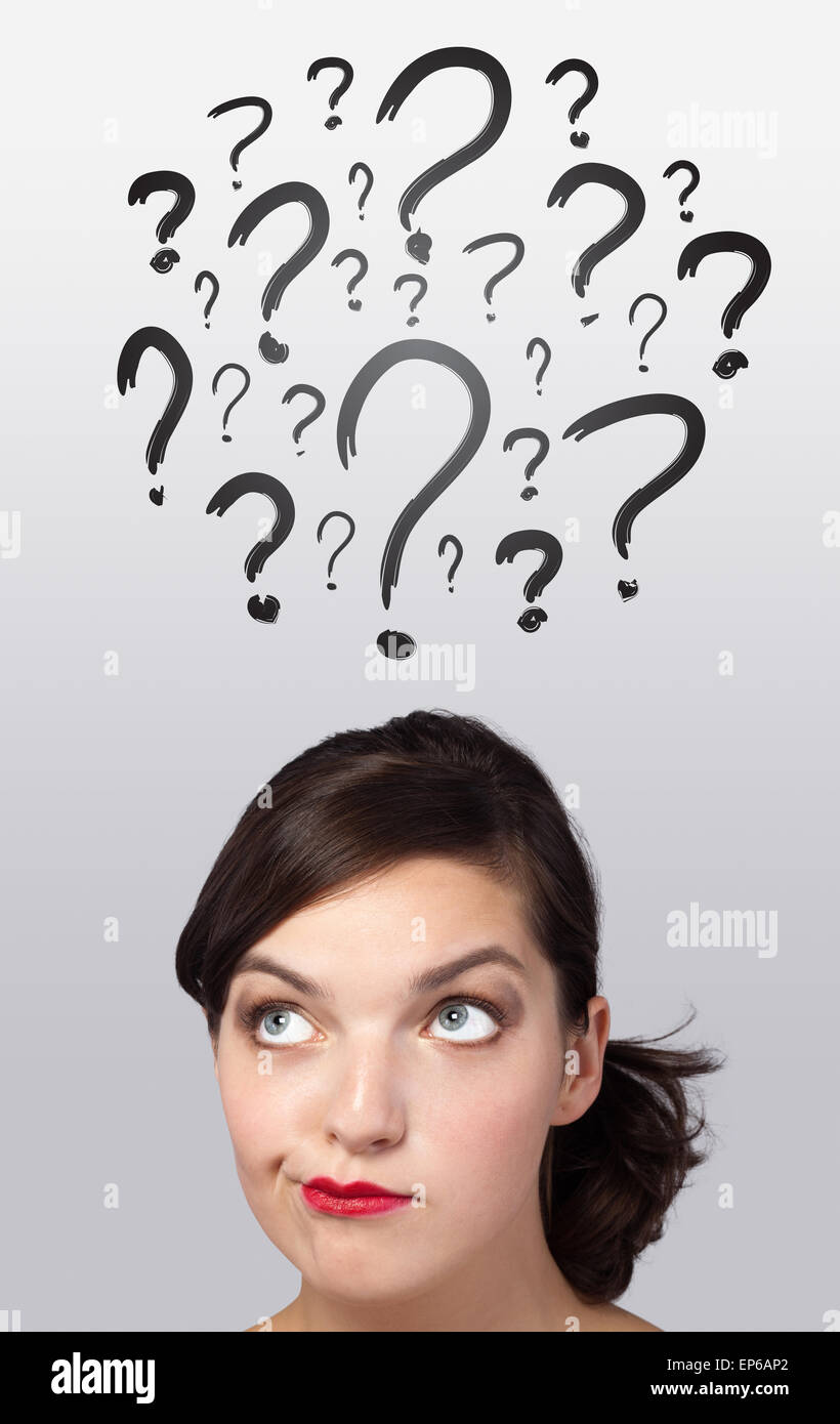 Young head looking at white marks Stock Photo - Alamy