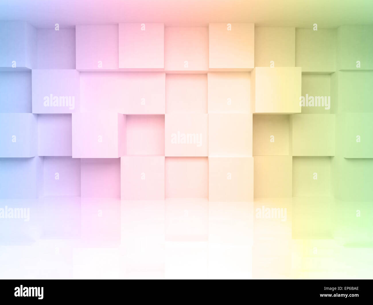 Abstract 3d architecture background with colorful gradient toned cubes ...