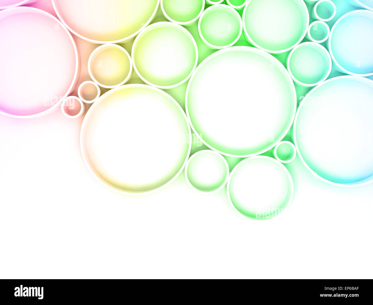 Abstract digital background pattern with colorful rings over white ...