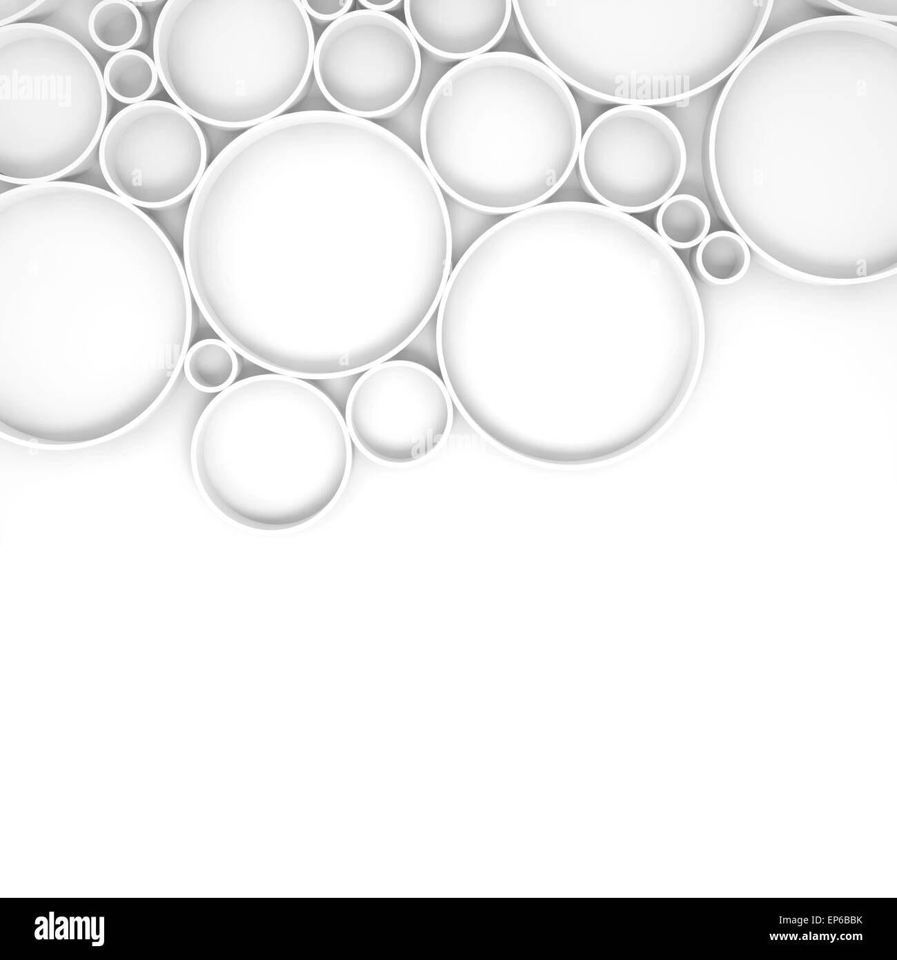 Abstract digital background pattern with rings and shadows over white ...