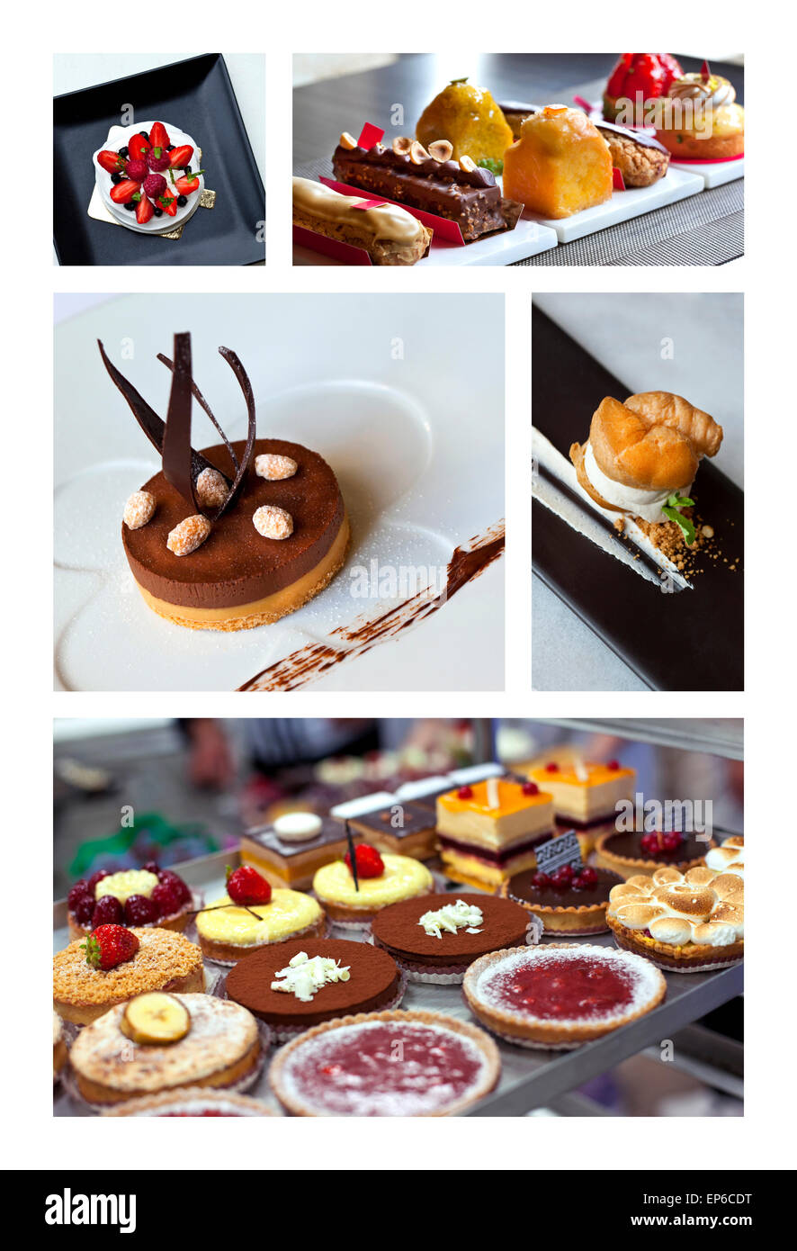 Various cakes and bakeries on a collage Stock Photo - Alamy