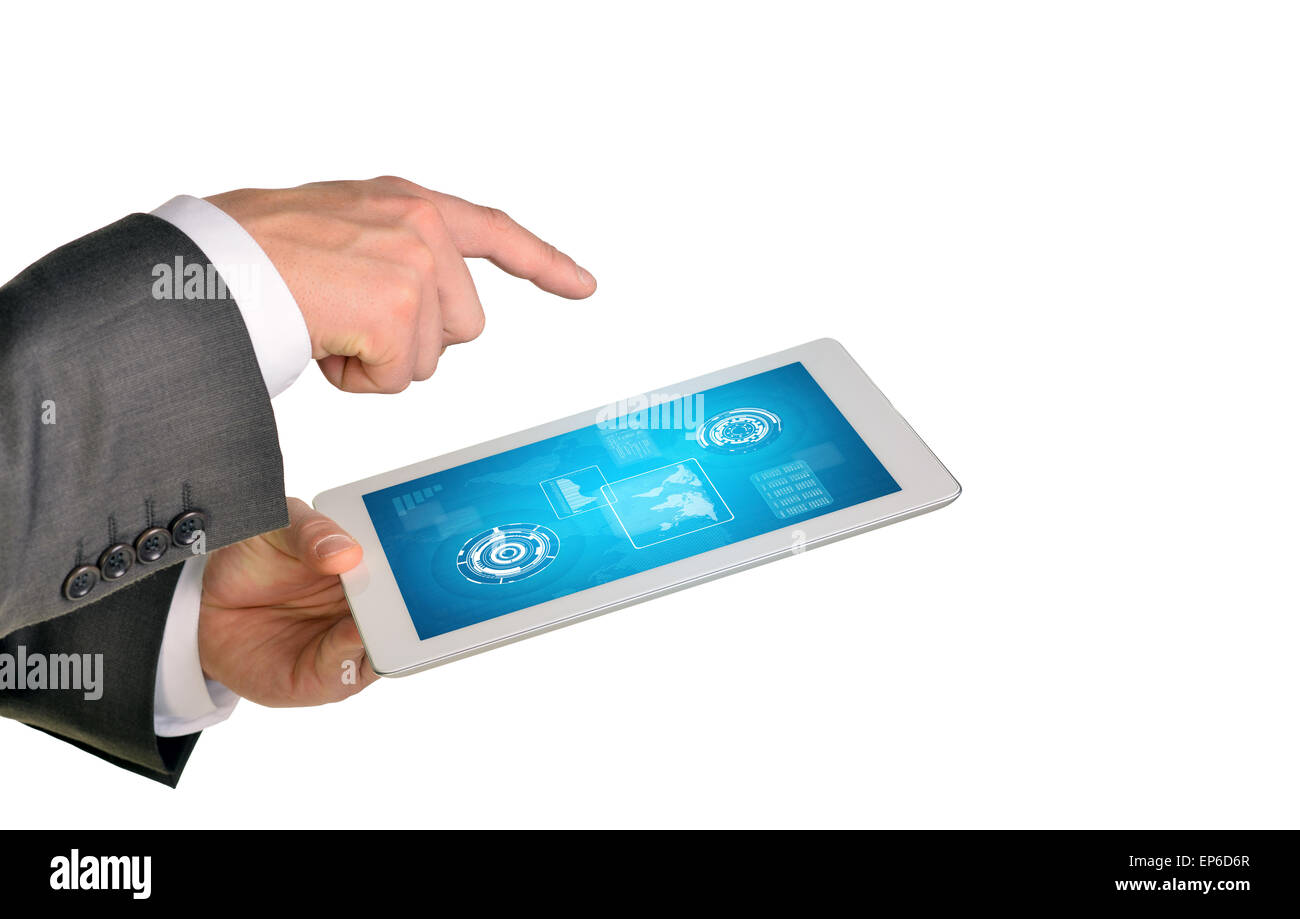 Businessmans hands holding tablet Stock Photo - Alamy