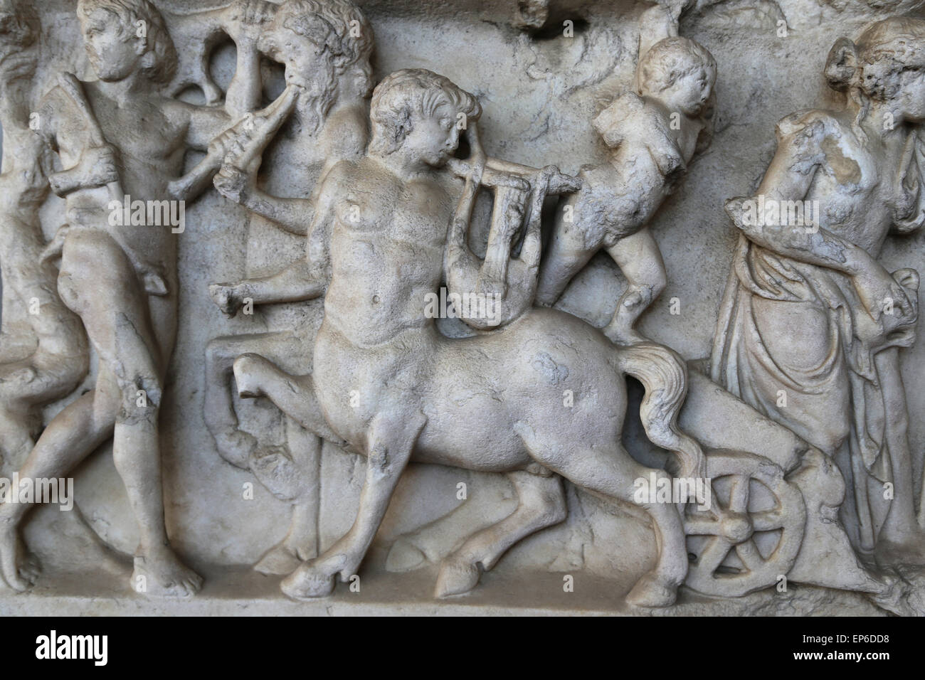 Sarcophagus. Dionysus unveiling Arianna and dionysiac scenes. Marble ...