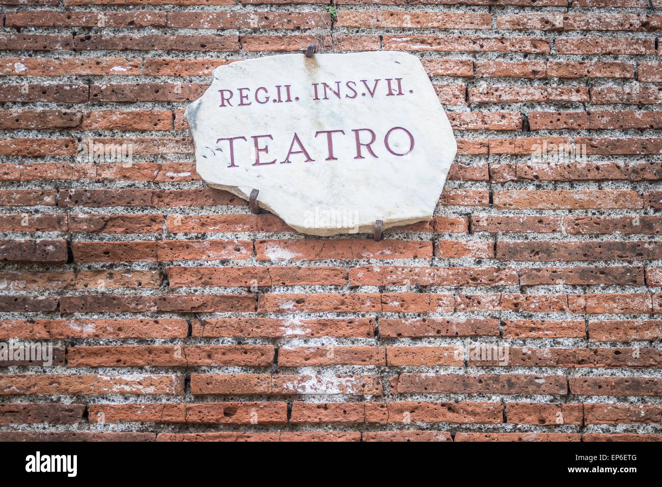 Theatre or Theater roman signpost in Ostia old town, Rome, Italy ...