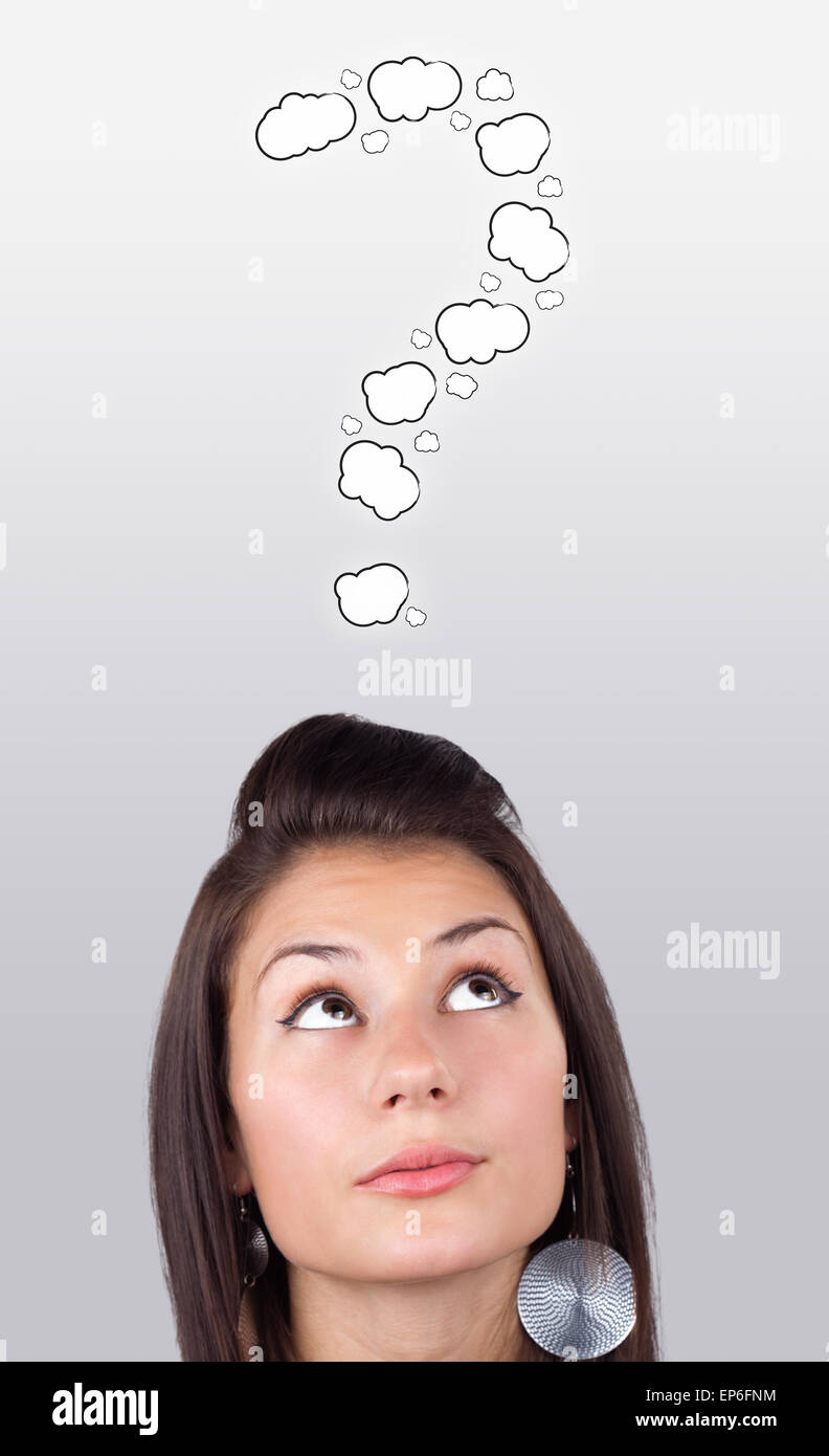 Young head looking at white marks Stock Photo - Alamy
