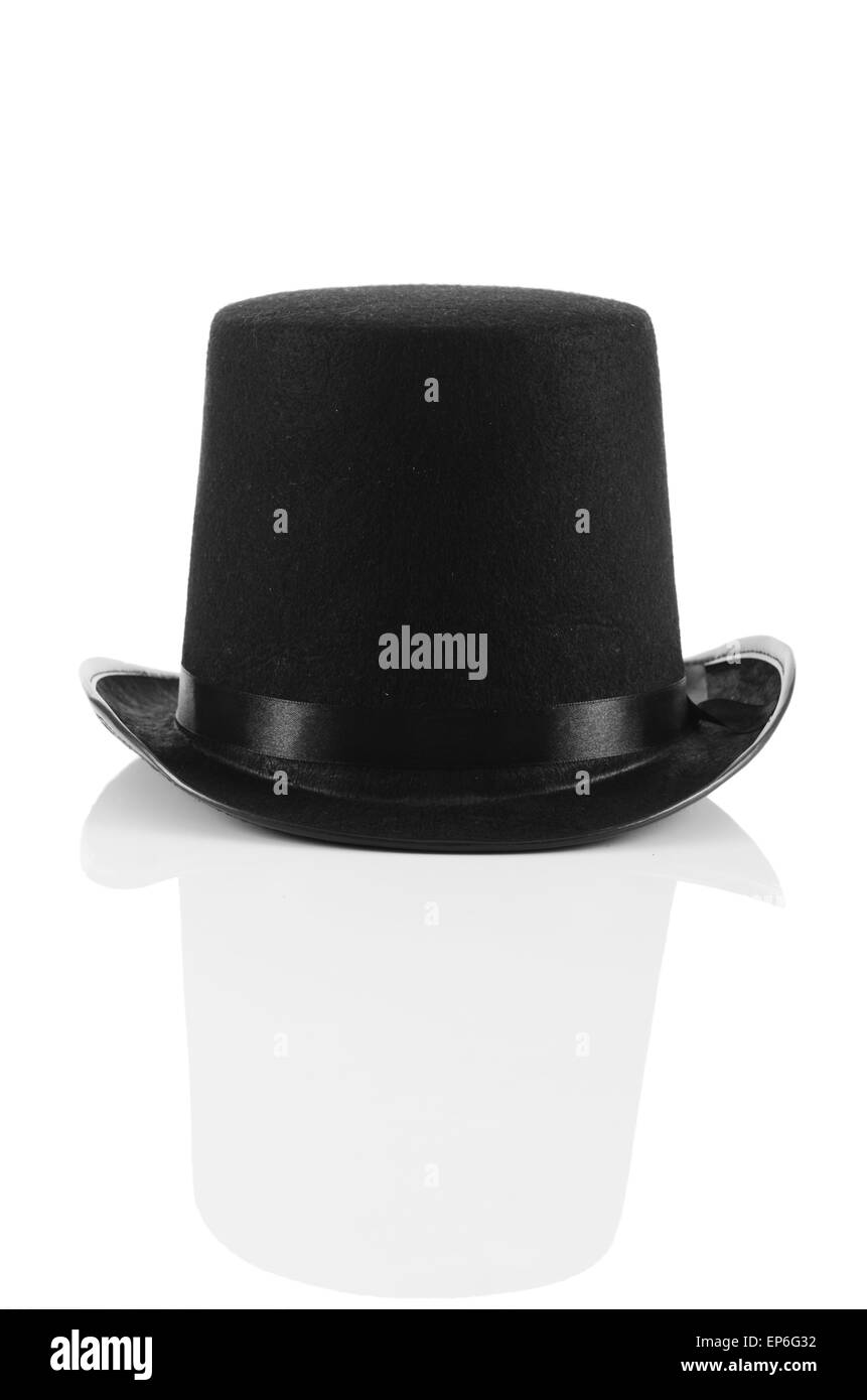 Black tophat top hat isolated on the white Stock Photo - Alamy