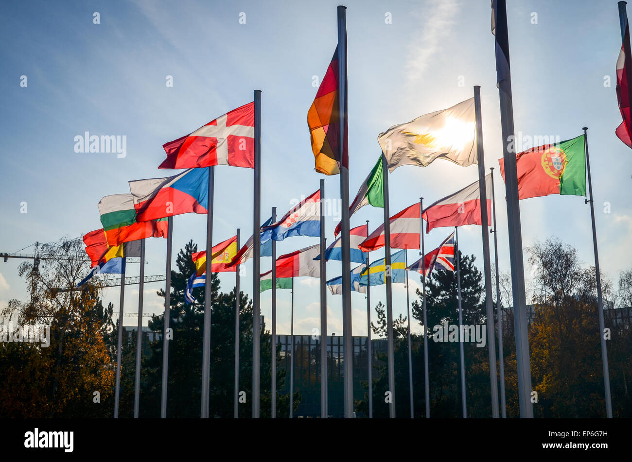 Flags of the European Union countries at the European Commission ...