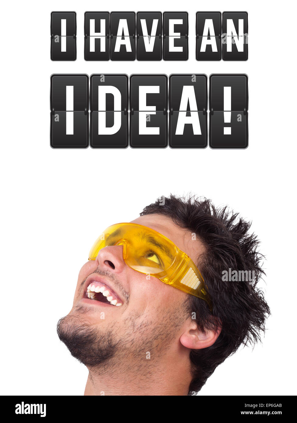 Young person looking at idea type of sign Stock Photo - Alamy