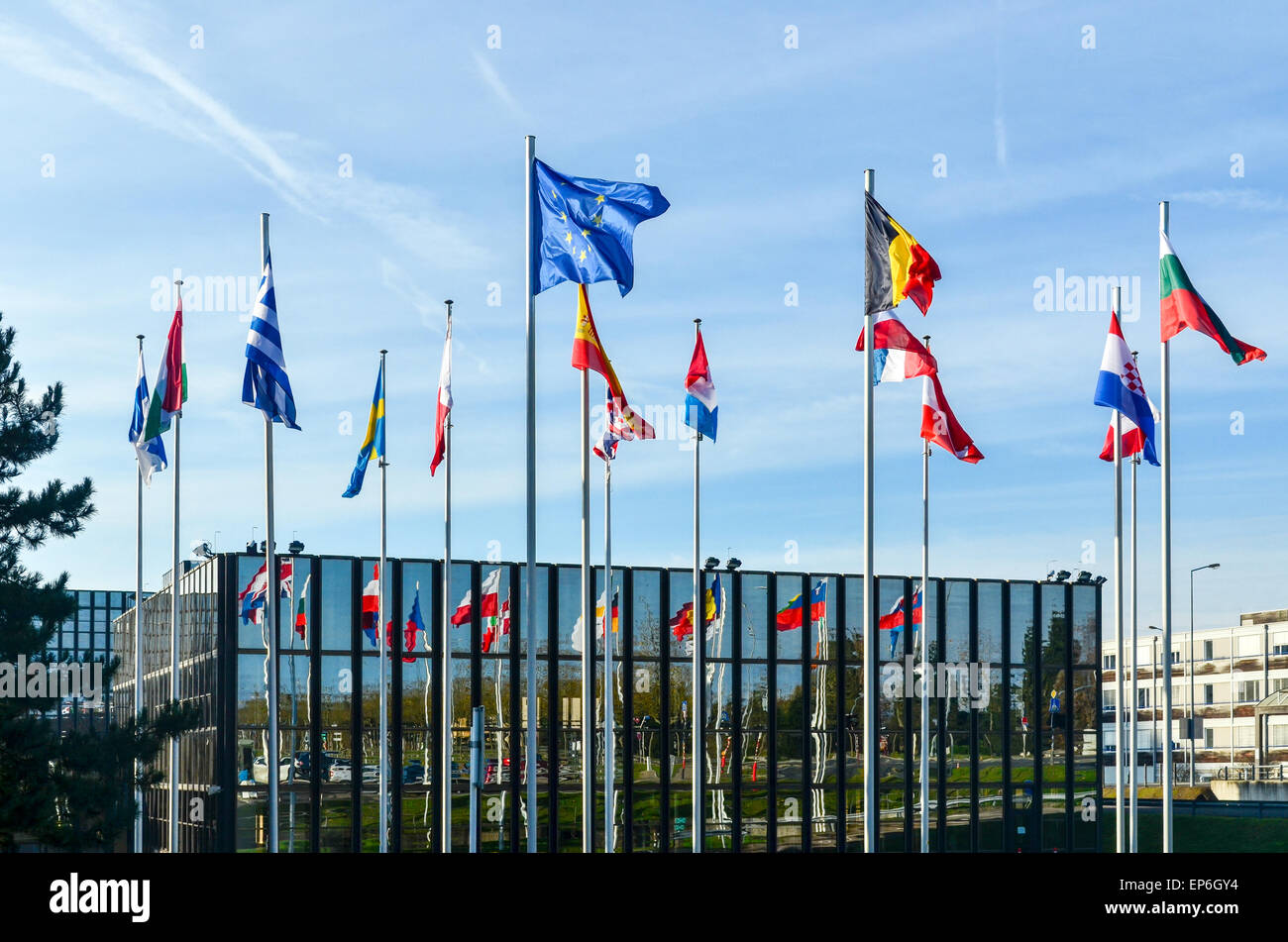 Flags of the European Union countries at the European Commission ...