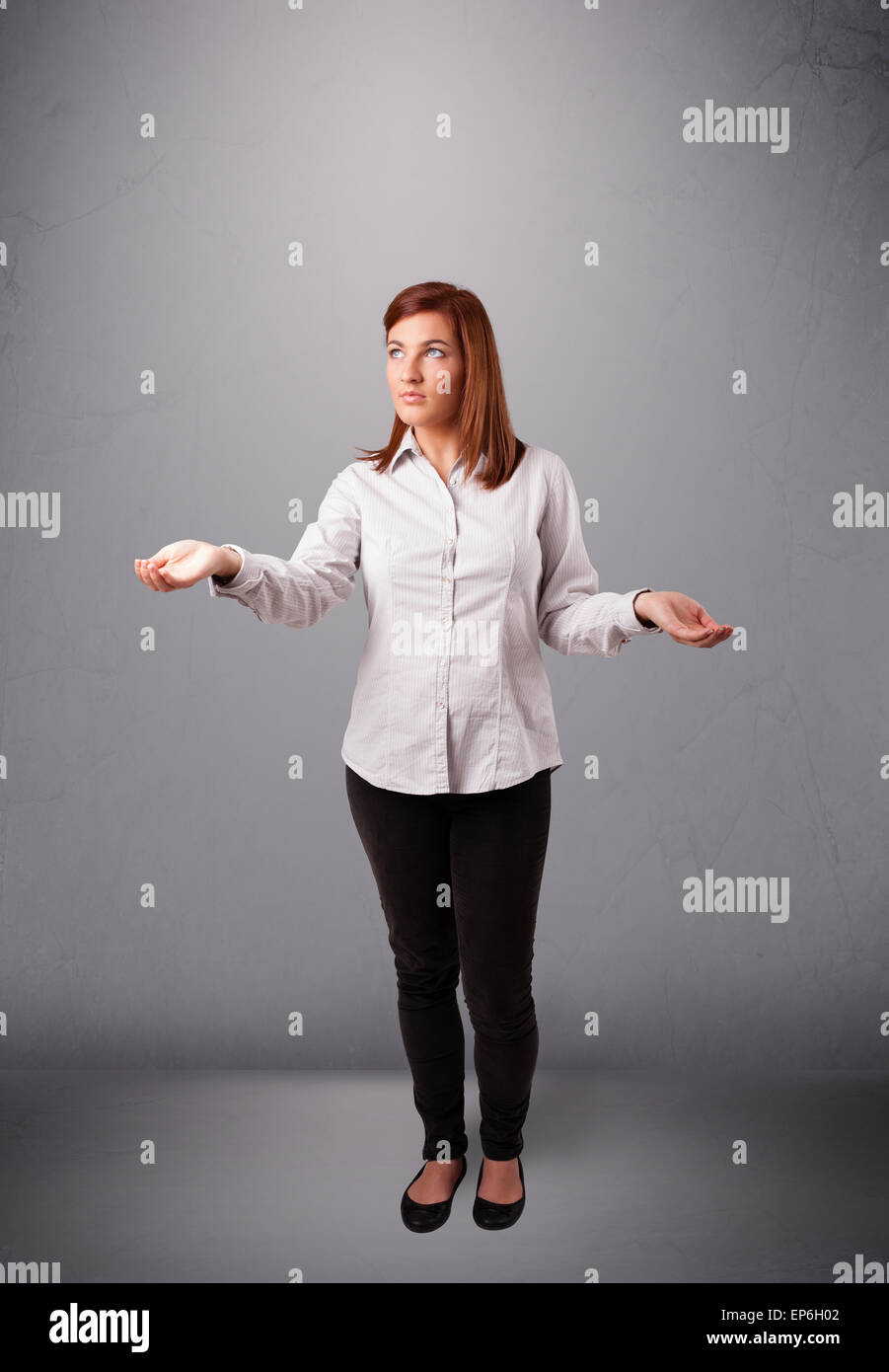 beautiful young lady juggling with copy space Stock Photo - Alamy