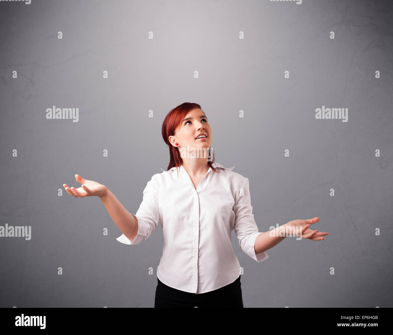 beautiful young lady juggling with copy space Stock Photo - Alamy
