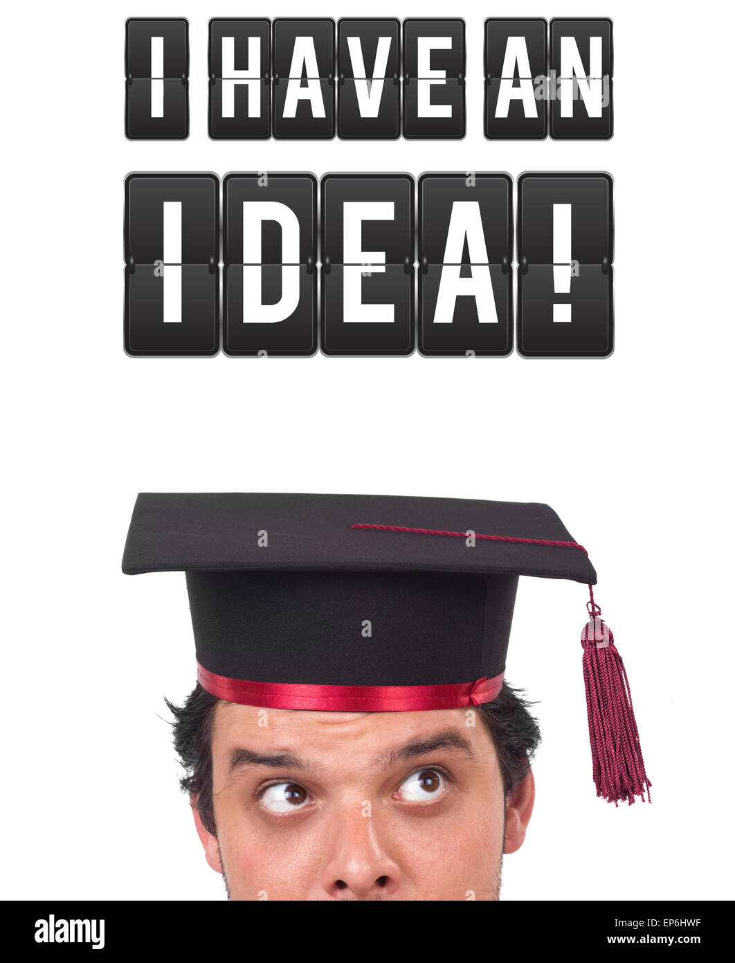 Young person looking at idea type of sign Stock Photo - Alamy