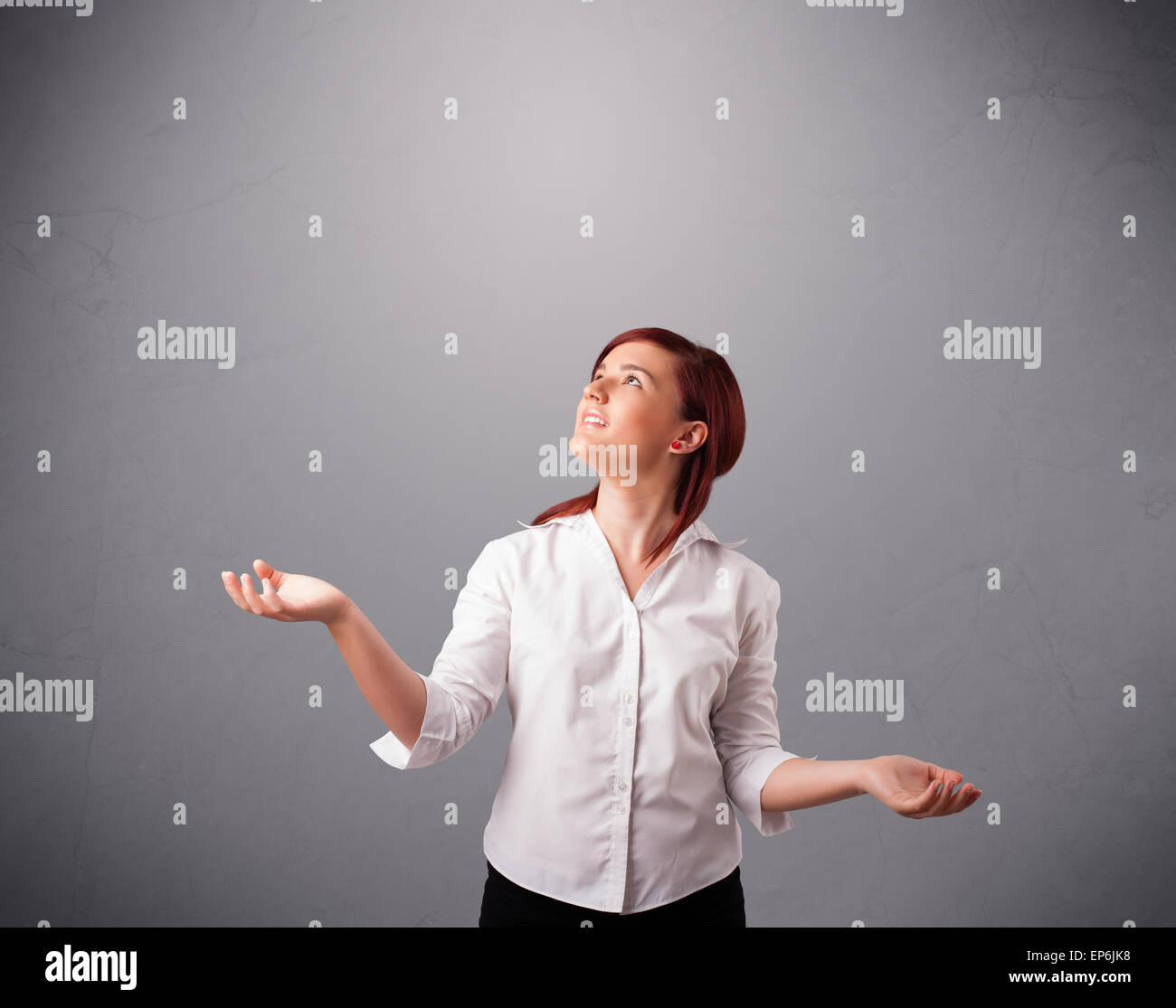 beautiful young lady juggling with copy space Stock Photo - Alamy