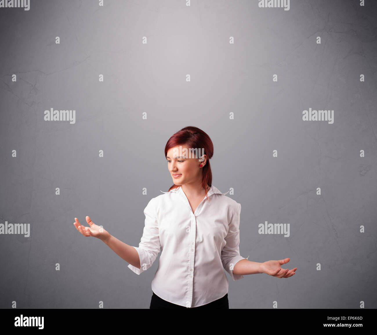 beautiful young lady juggling with copy space Stock Photo - Alamy