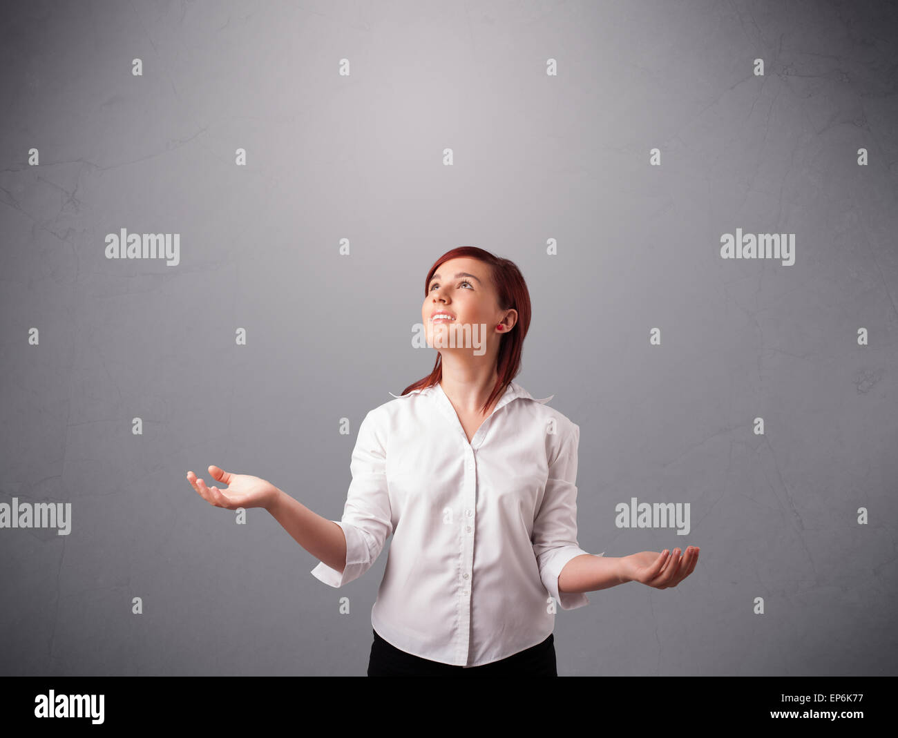beautiful young lady juggling with copy space Stock Photo - Alamy