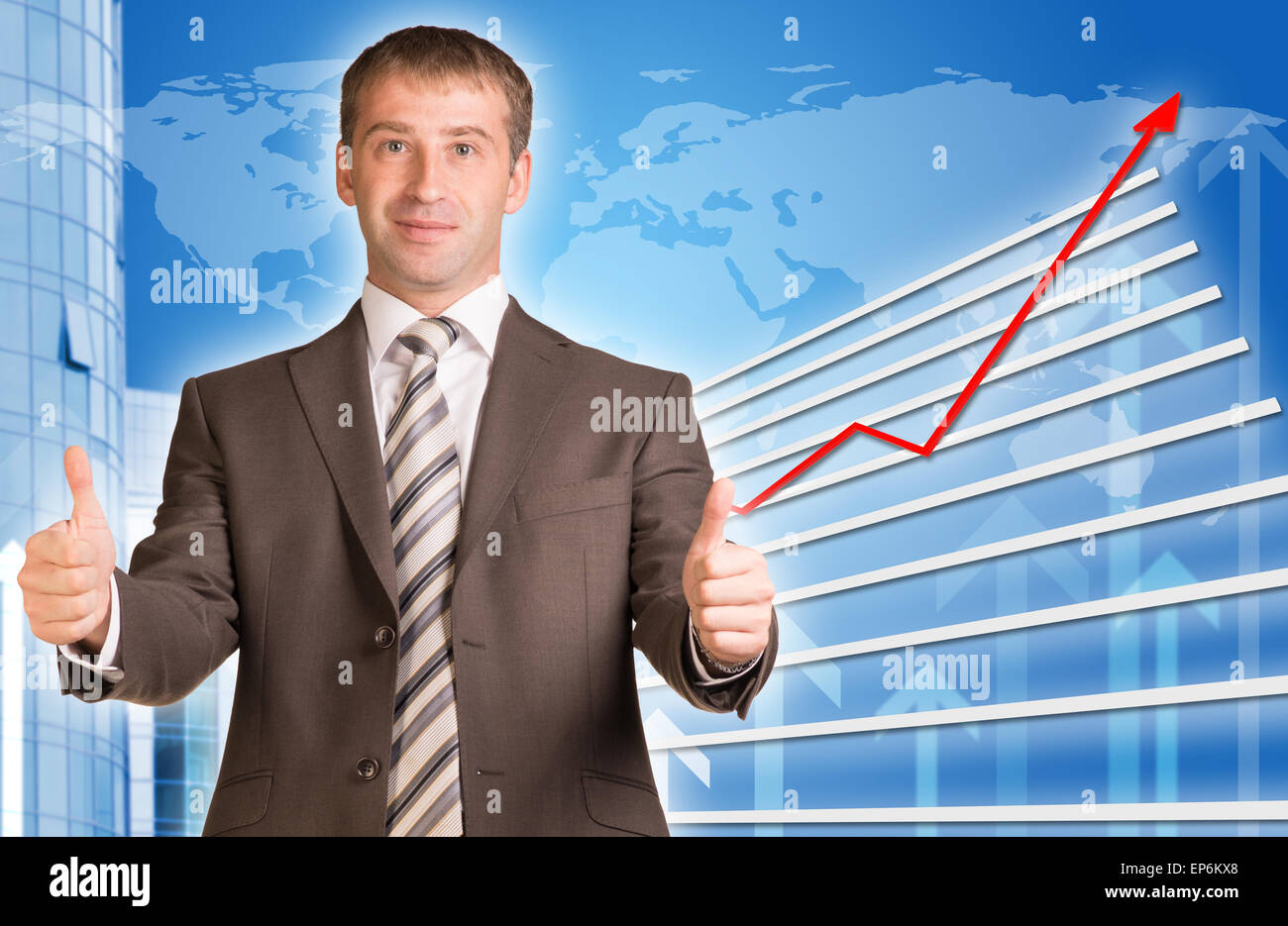 Businessman and graphical chart Stock Photo - Alamy